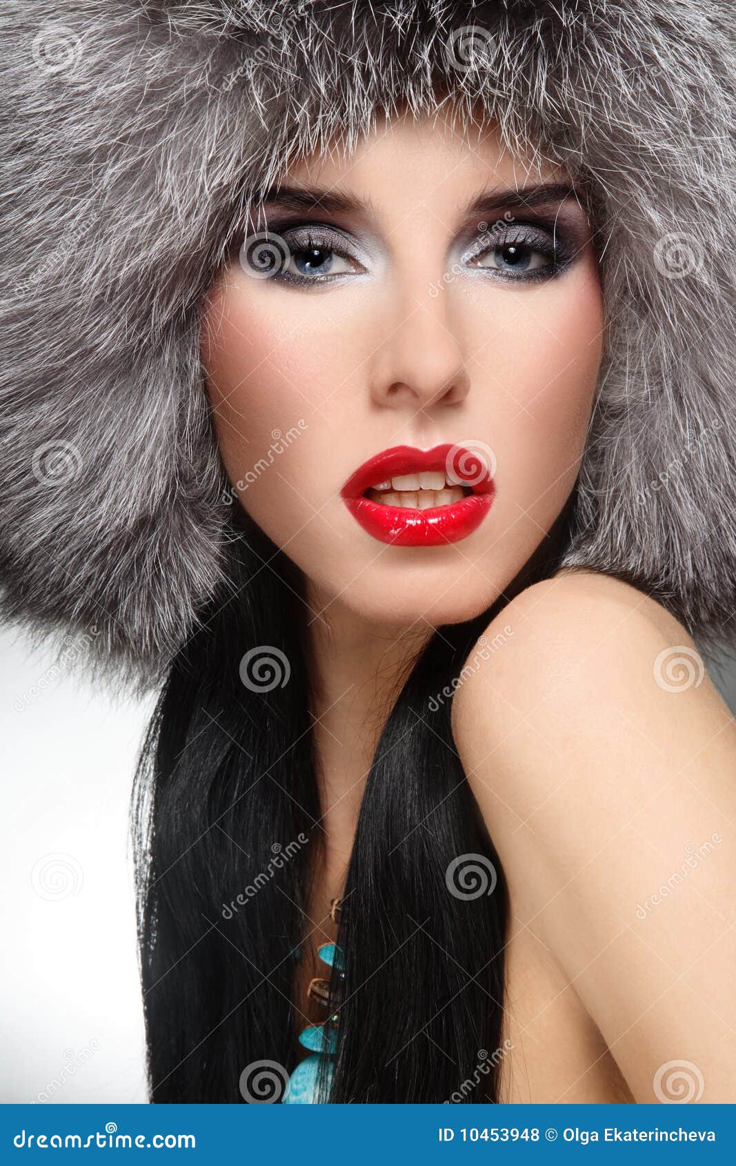 Fur fashion stock photo. Image of girl, femininity, lips - 10453948