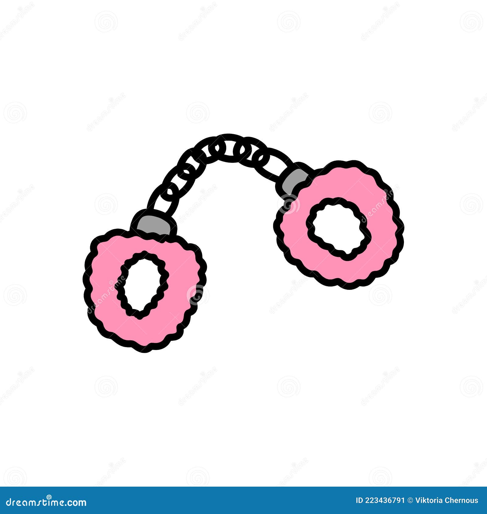 Fur Handcuffs Sex Toy Doodle Icon Vector Color Line Illustration Stock Vector Illustration Of