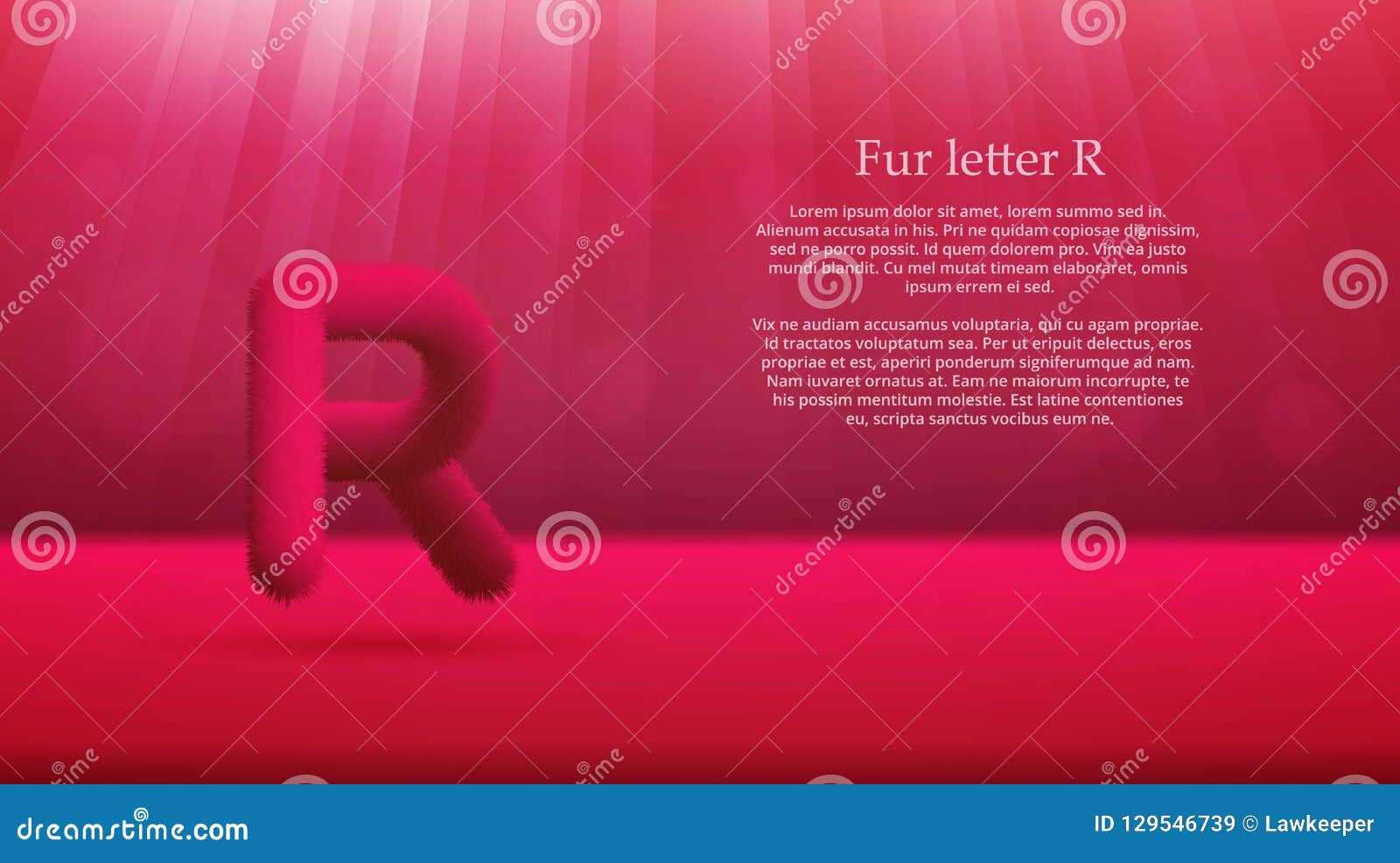 Fur Letter R Over Ruby Red Color Gradient Studio Room Background Stock ...