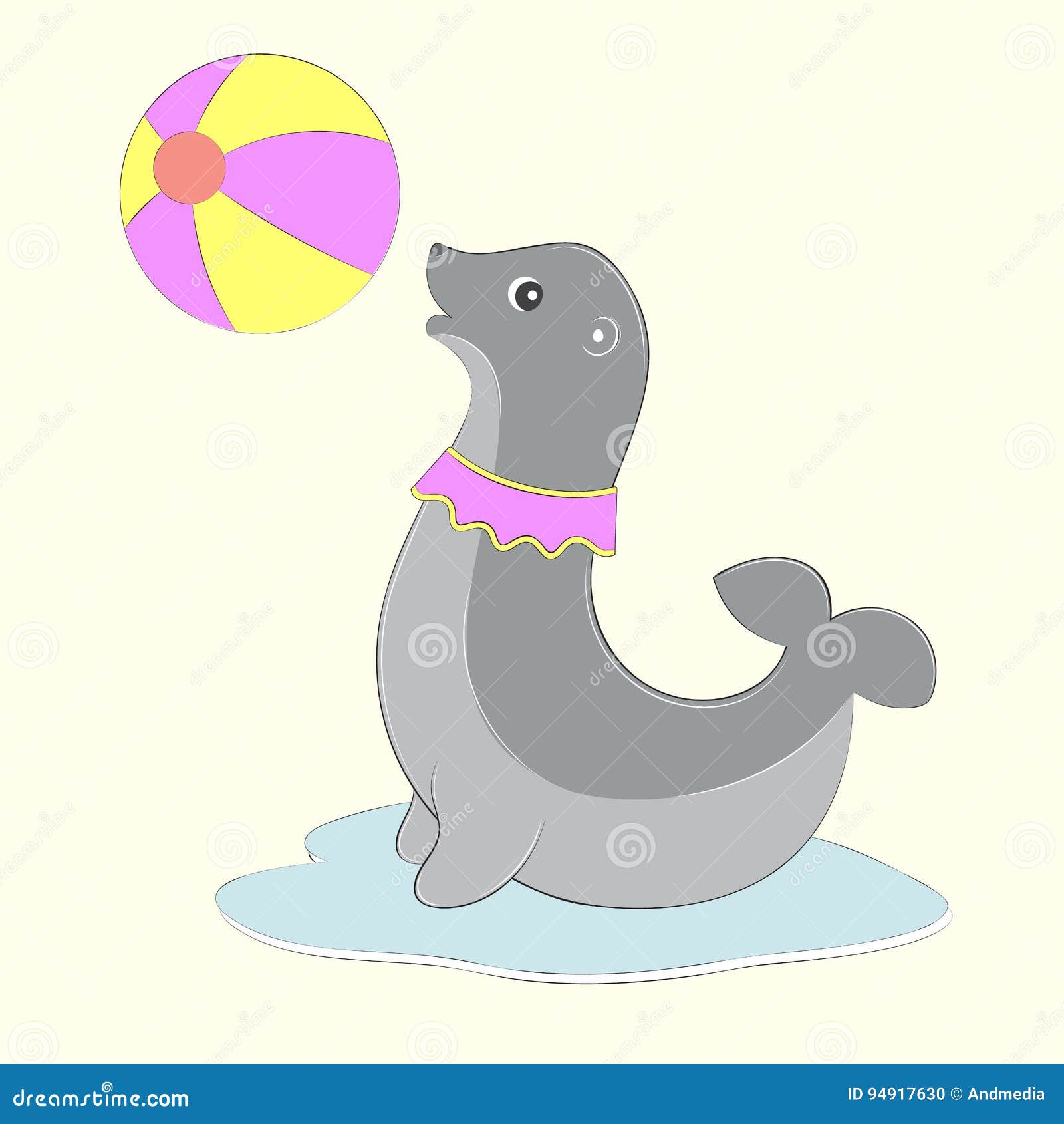 Fur seal playing with ball stock vector. Illustration of nature - 94917630