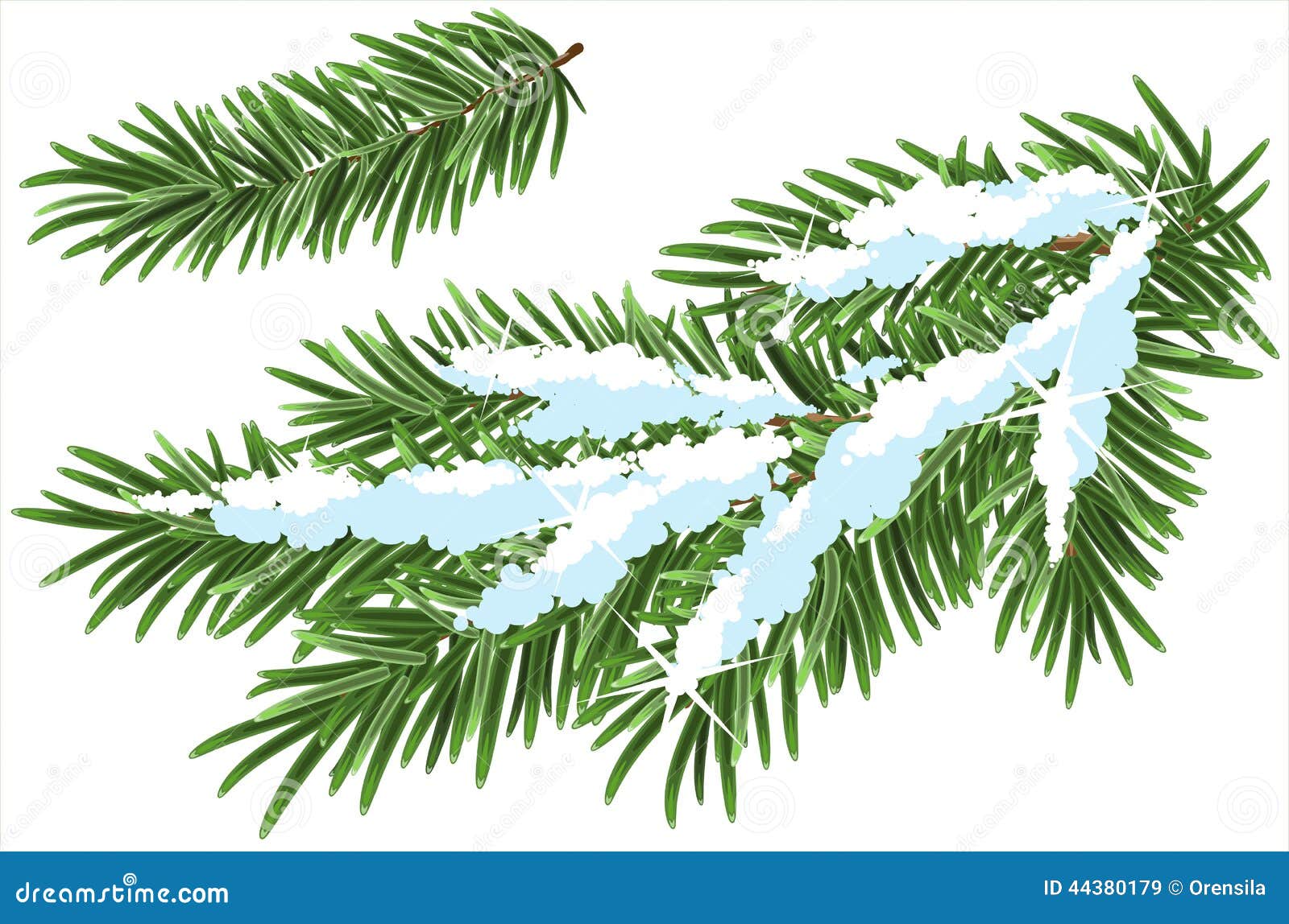 Fur-tree branch under snow stock vector. Illustration of cold - 44380179
