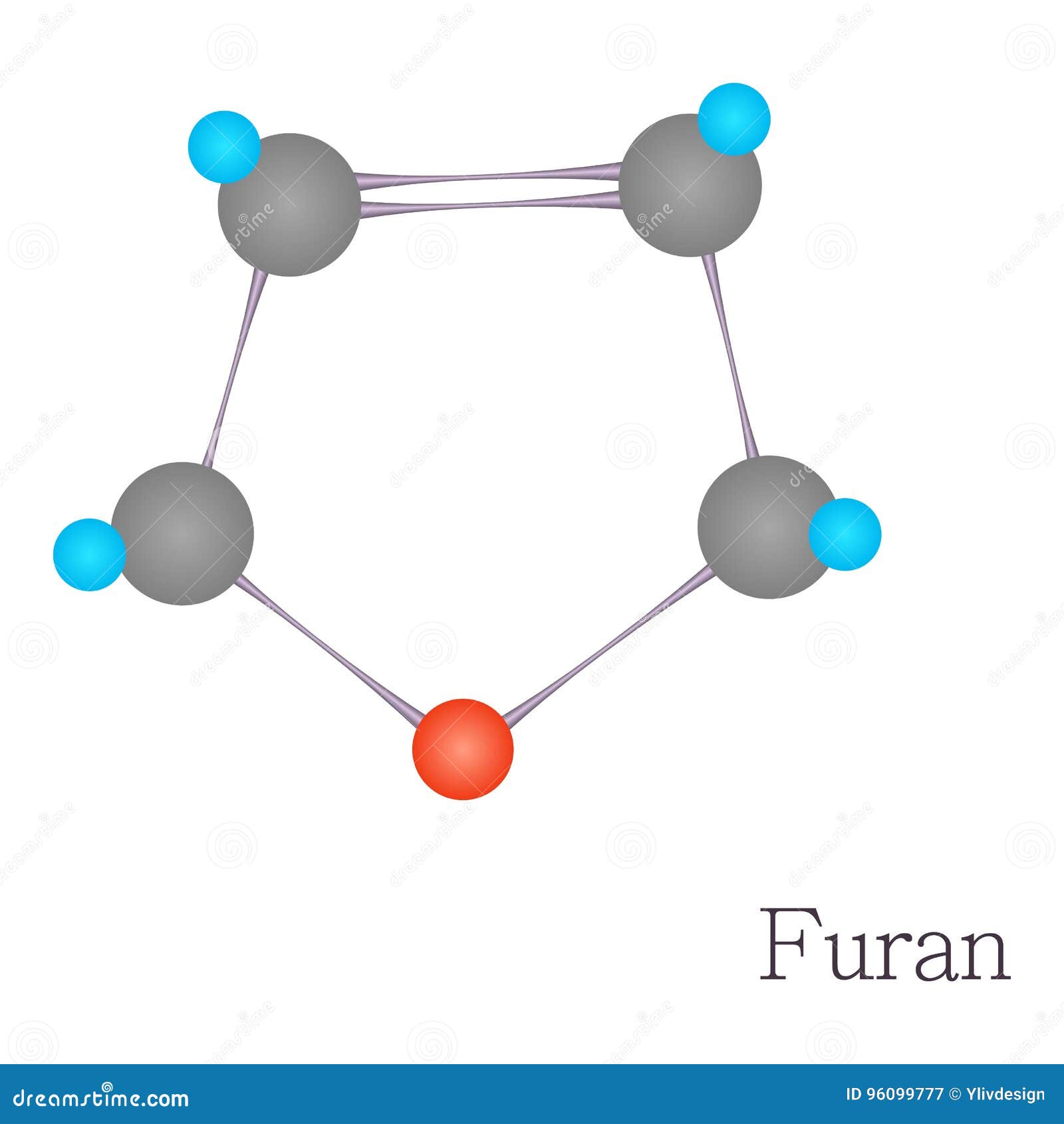 Furan 3D Molecule Chemical Science, Cartoon Style Stock Vector ...