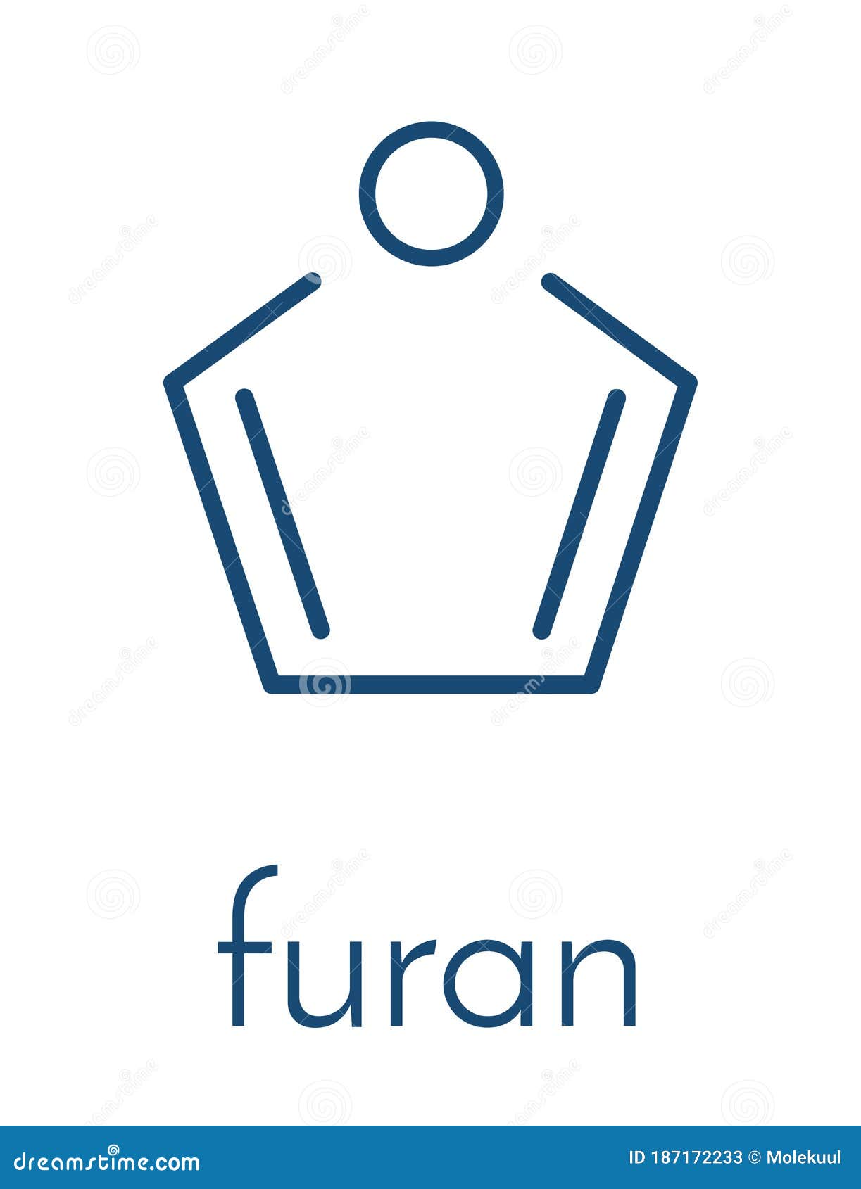 Furan Heterocyclic Aromatic Molecule. Skeletal Formula. Royalty-Free ...