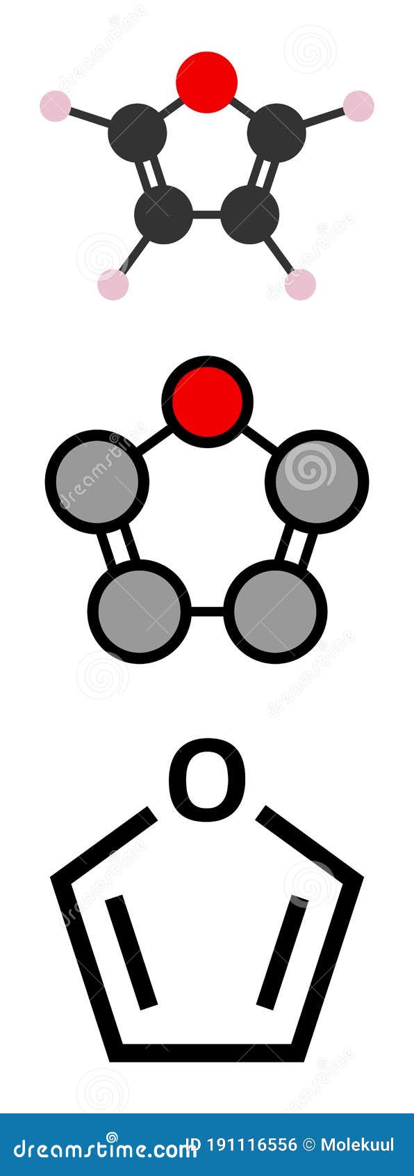 Furan Heterocyclic Aromatic Molecule. Skeletal Formula. Cartoon Vector ...