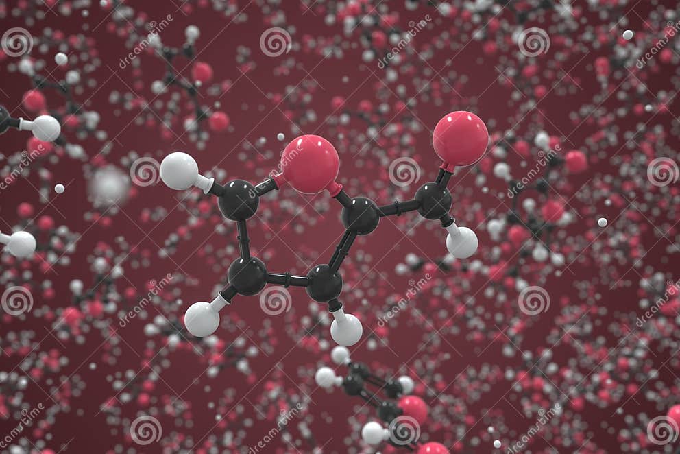 Furfural Molecule, Scientific Molecular Model, 3d Rendering Stock ...