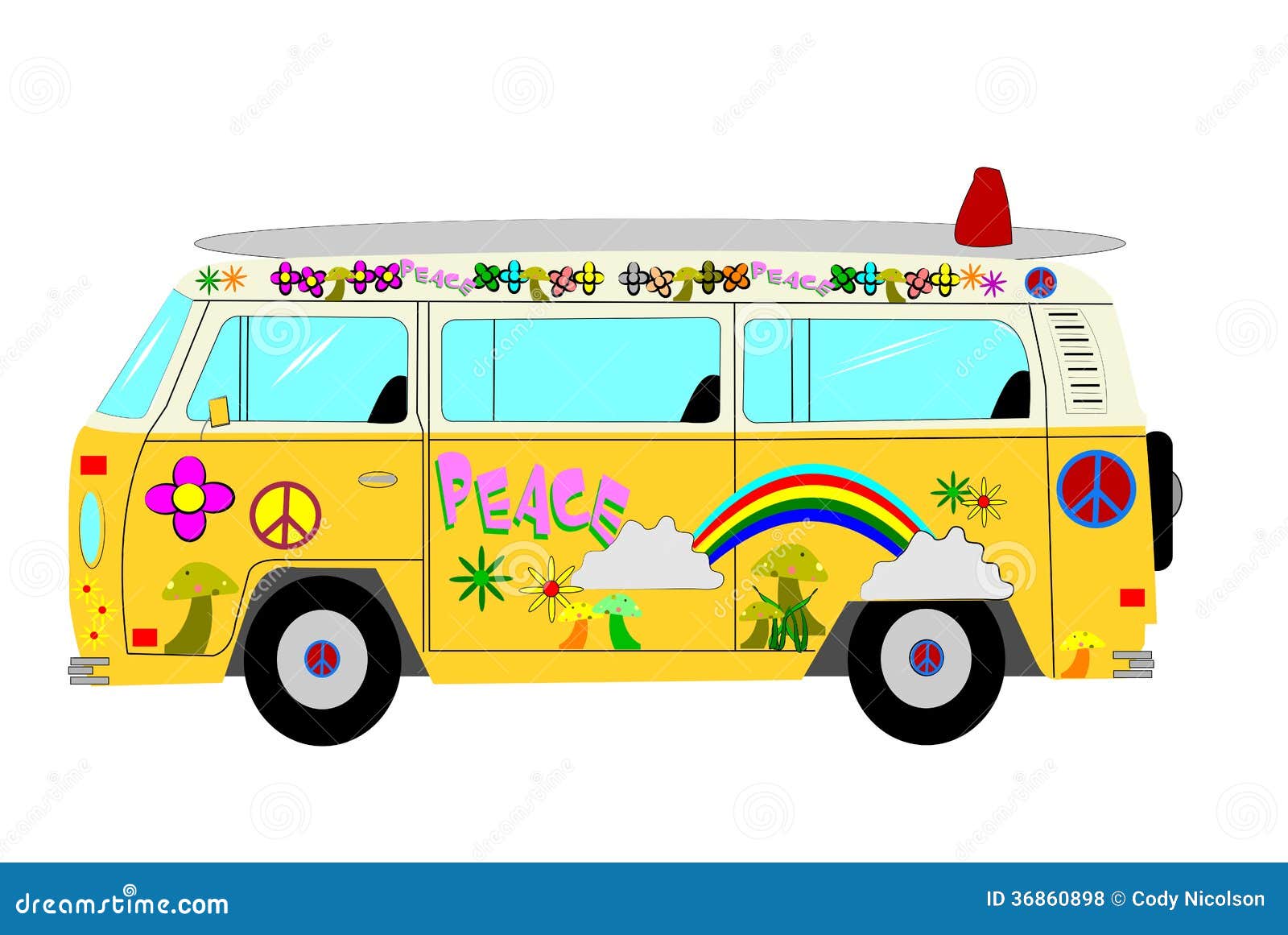 Furgoneta del hippie ilustración del vector. Ilustración de setas ...