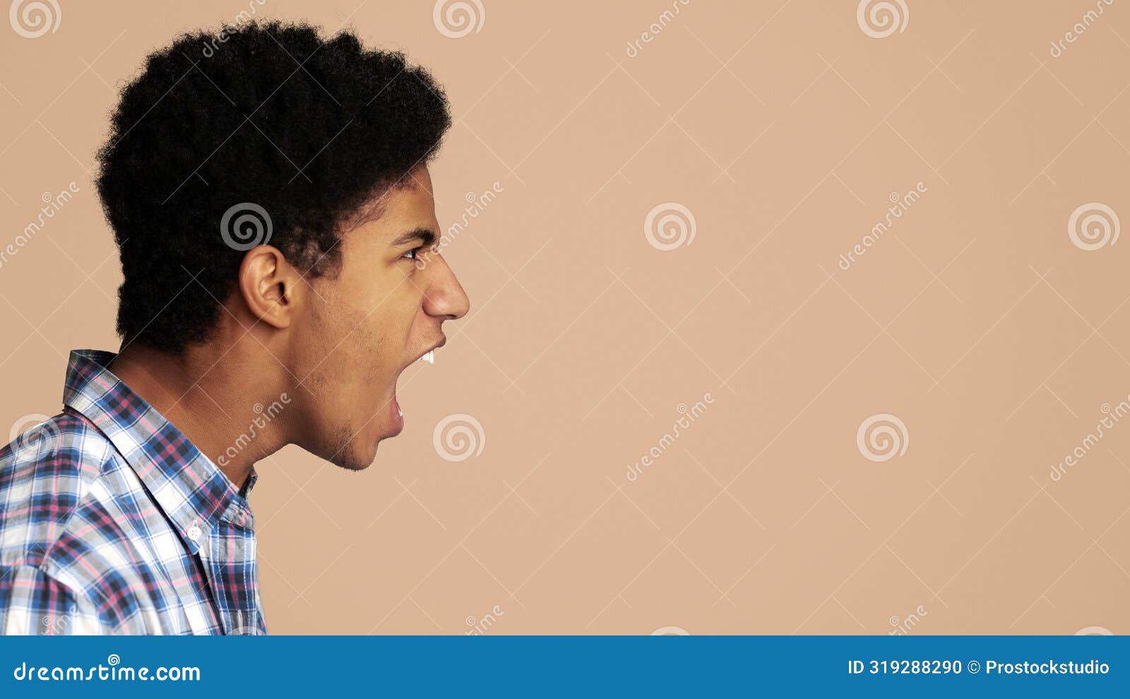 Furious Afro Guy Shouting Over Light Background Stock Photo - Image of ...