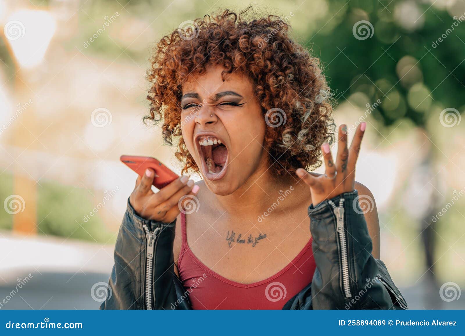 Angry Girl Screaming with Mobile Phone Stock Image - Image of ...