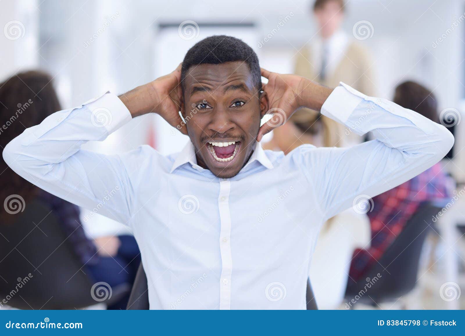 Furious Black Businessman Tired Of Working On Project At Office ...