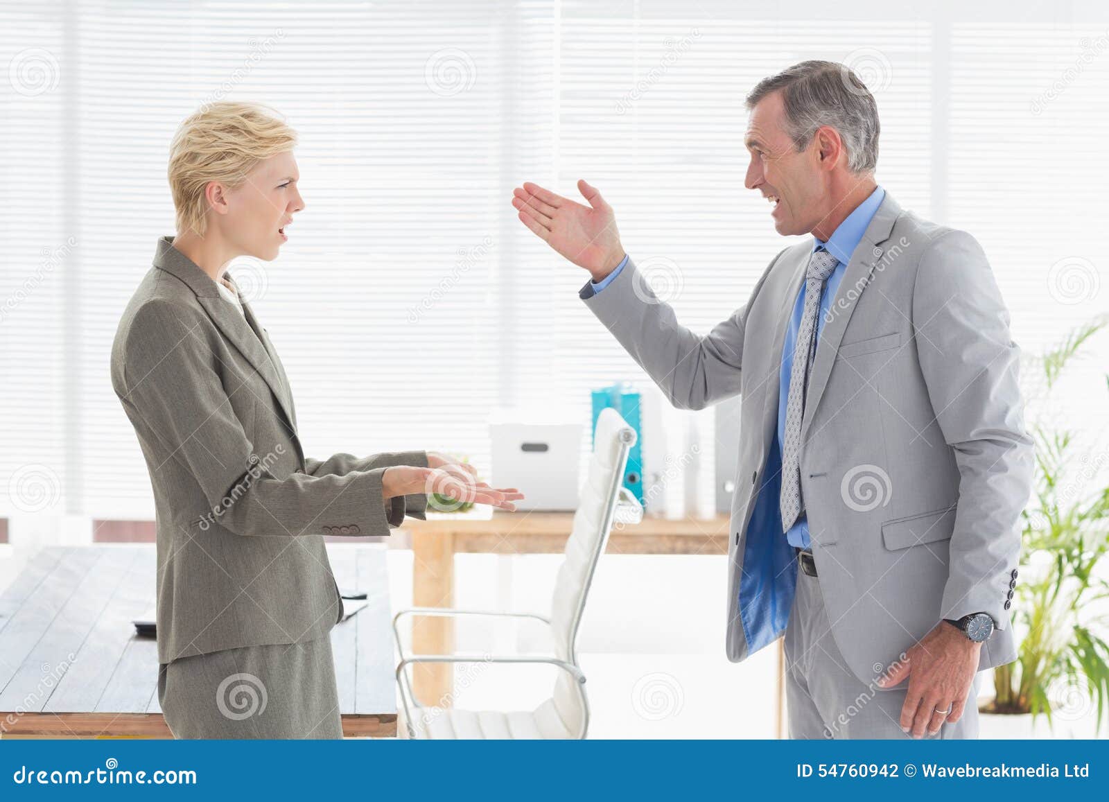 Furious Boss Yelling at Colleague Stock Photo - Image of listening ...