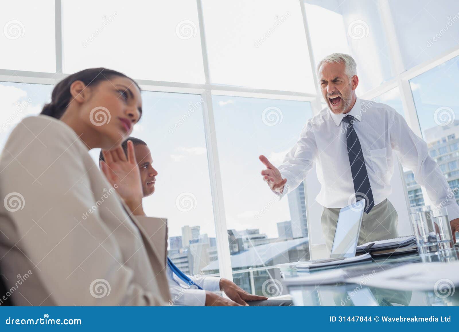 Furious Boss Yelling at Colleagues Stock Photo - Image of caucasian ...