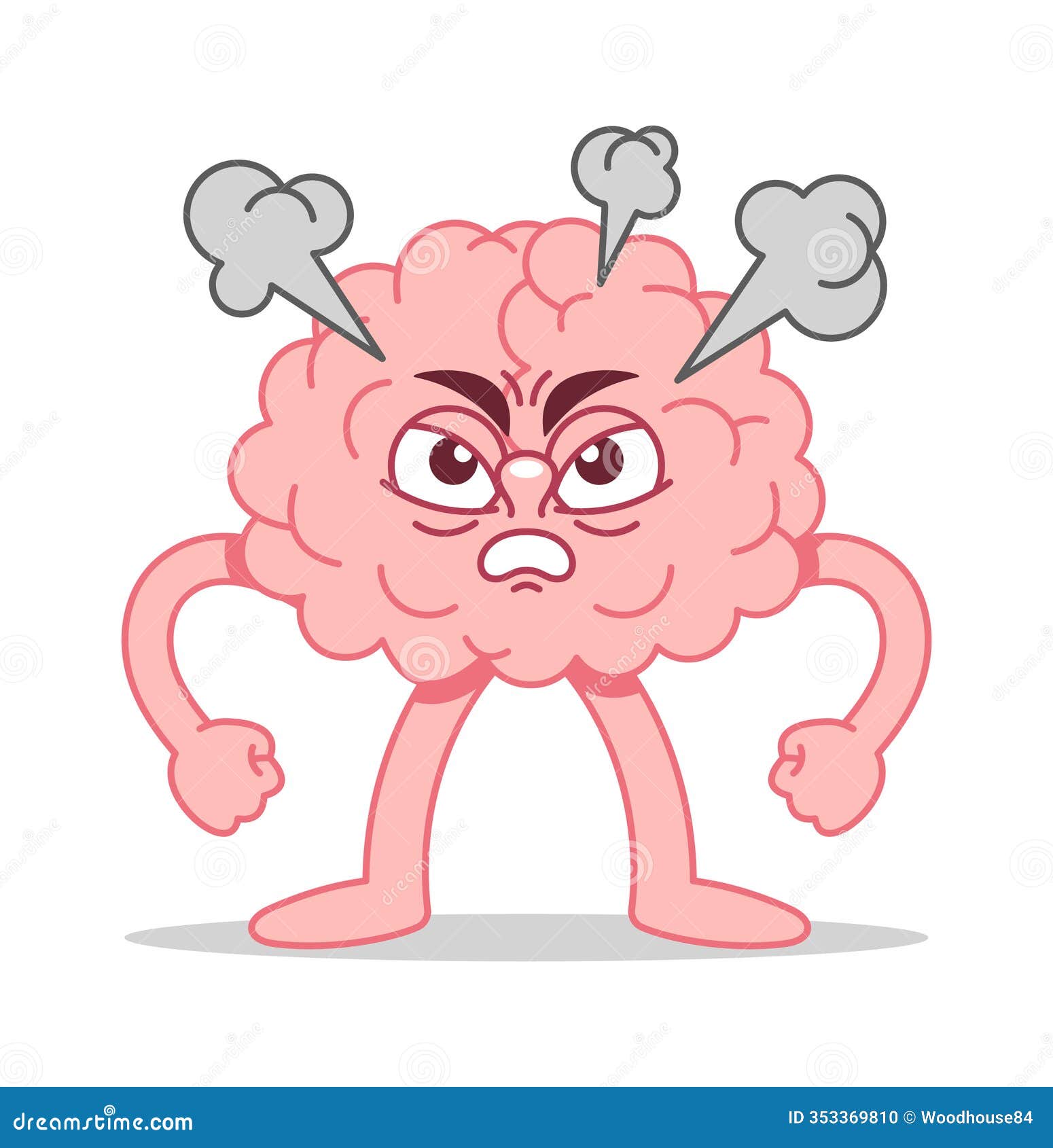 Brain Character Emotion. Intelligence Emoji Slipping Loving Or Smiling ...