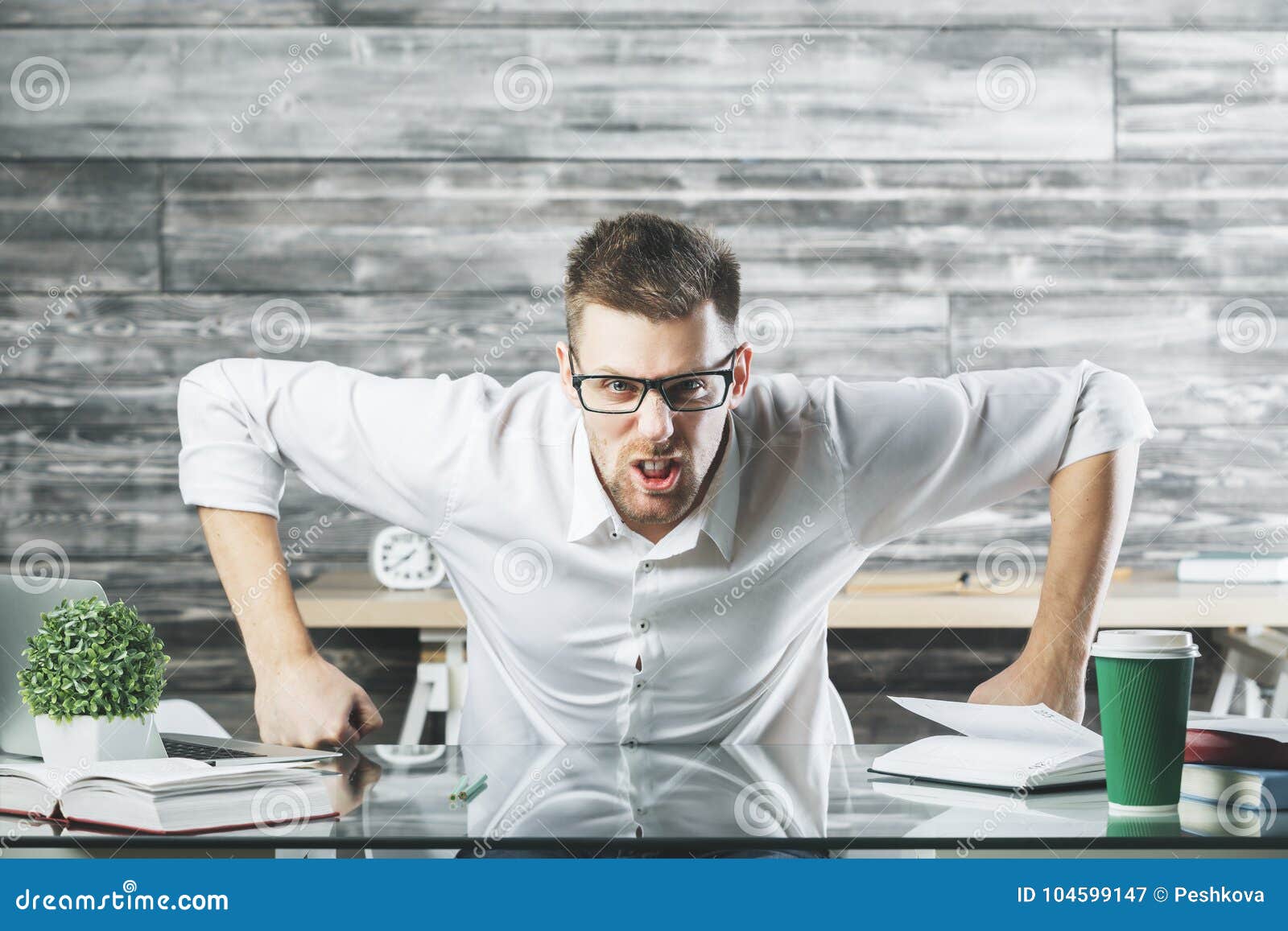 Furious Business Man at Workplace Stock Image - Image of employee ...