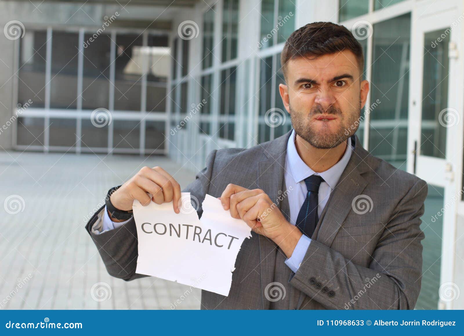 Furious Businessman Breaking a Contract Stock Image - Image of concept ...