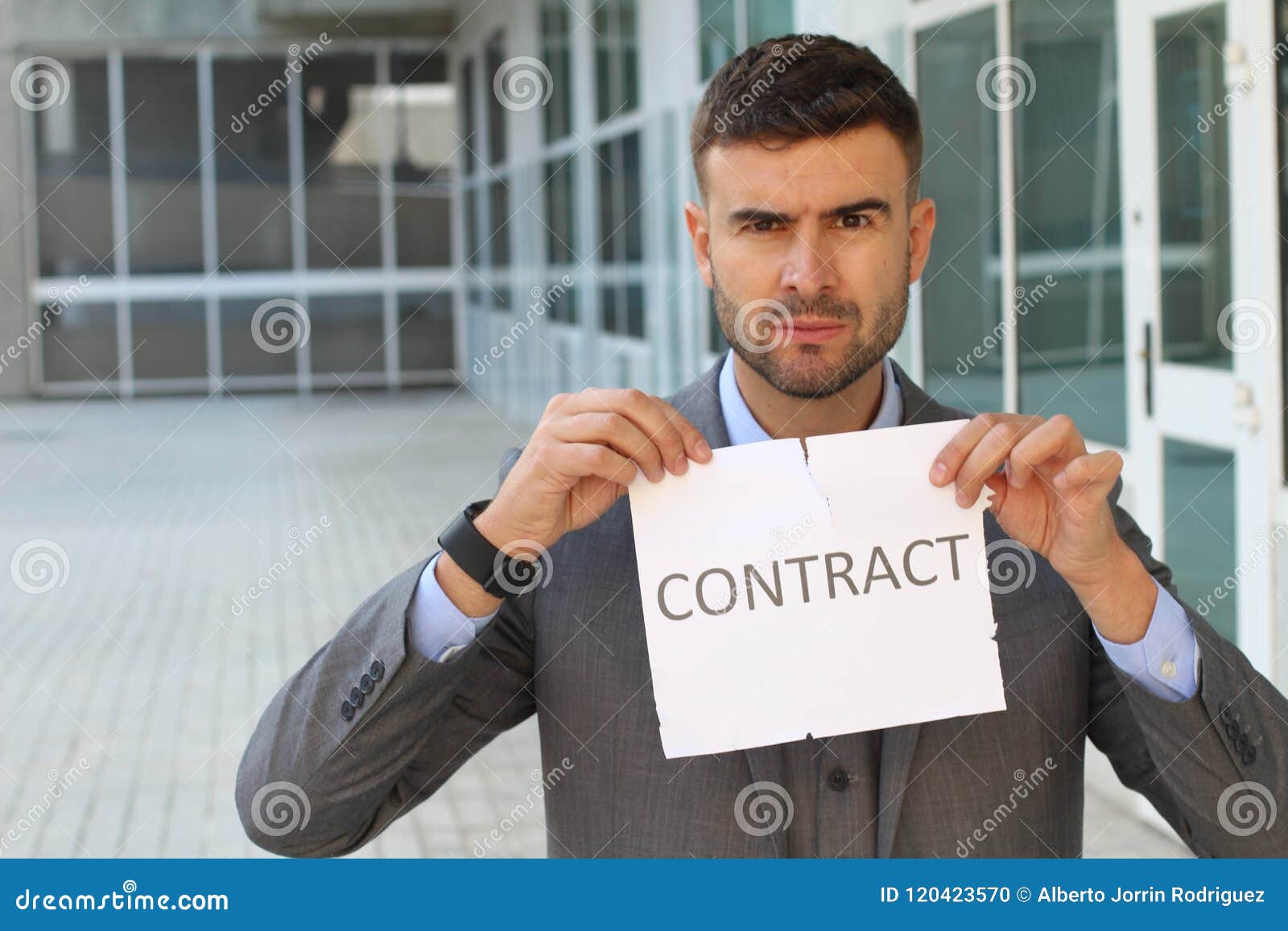 Furious Businessman Breaking a Contract Stock Photo - Image of ...