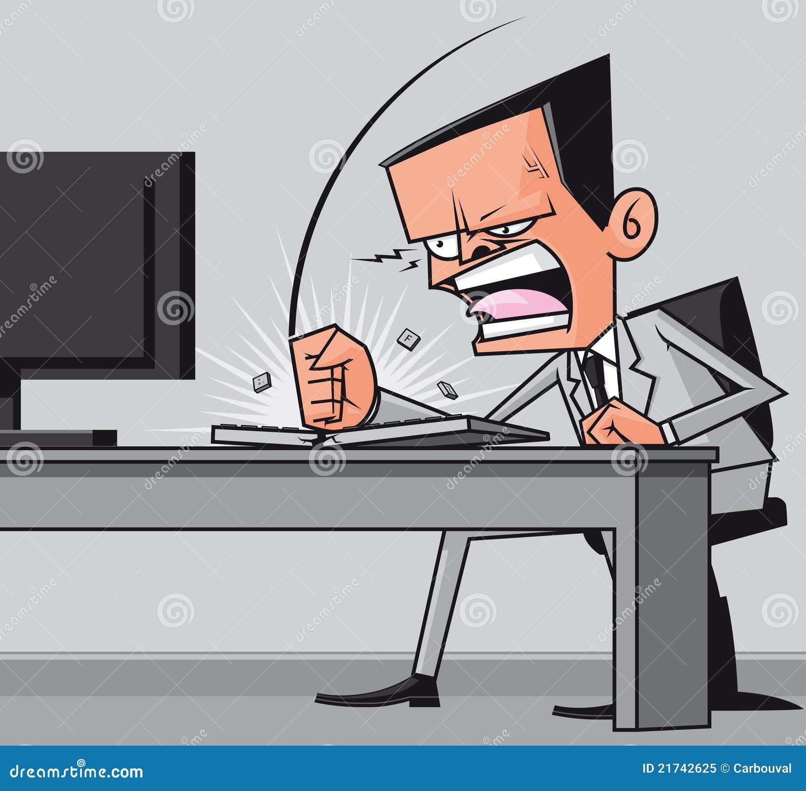 Furious Businessman Hitting the Computer Keyboard Stock Illustration ...