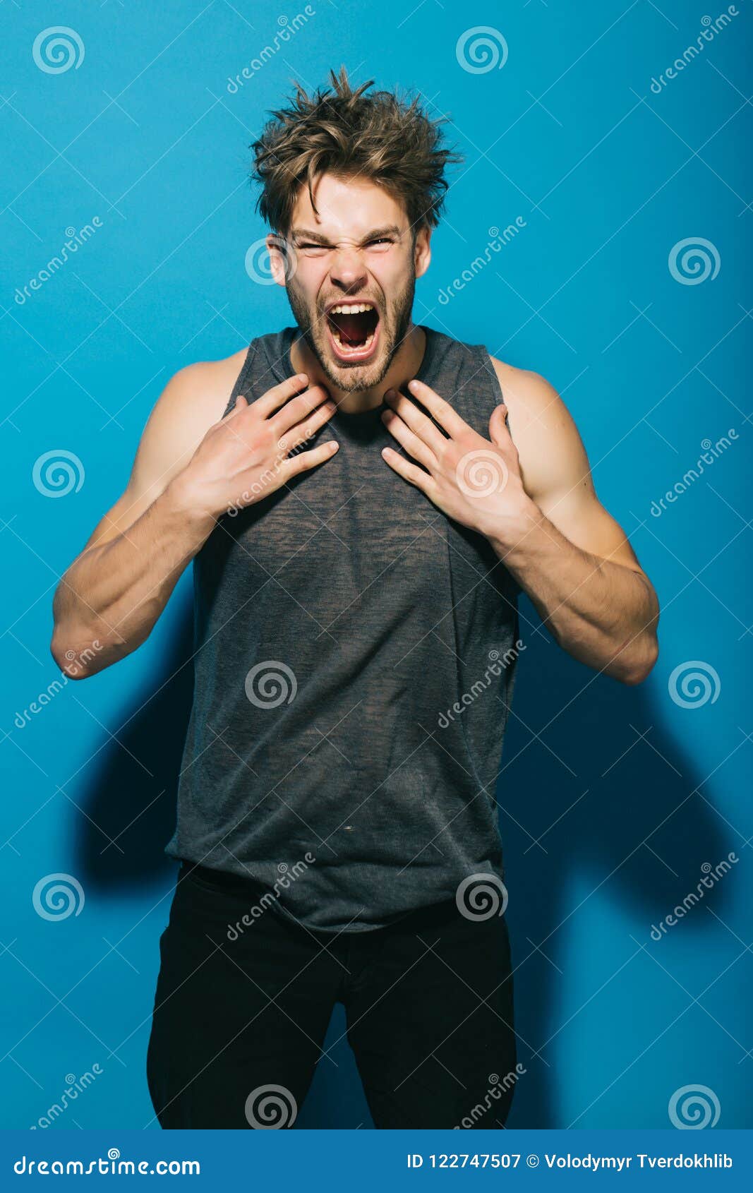 Furious Concept. Furious and Aggressive. Furious Man Shout with Anger ...