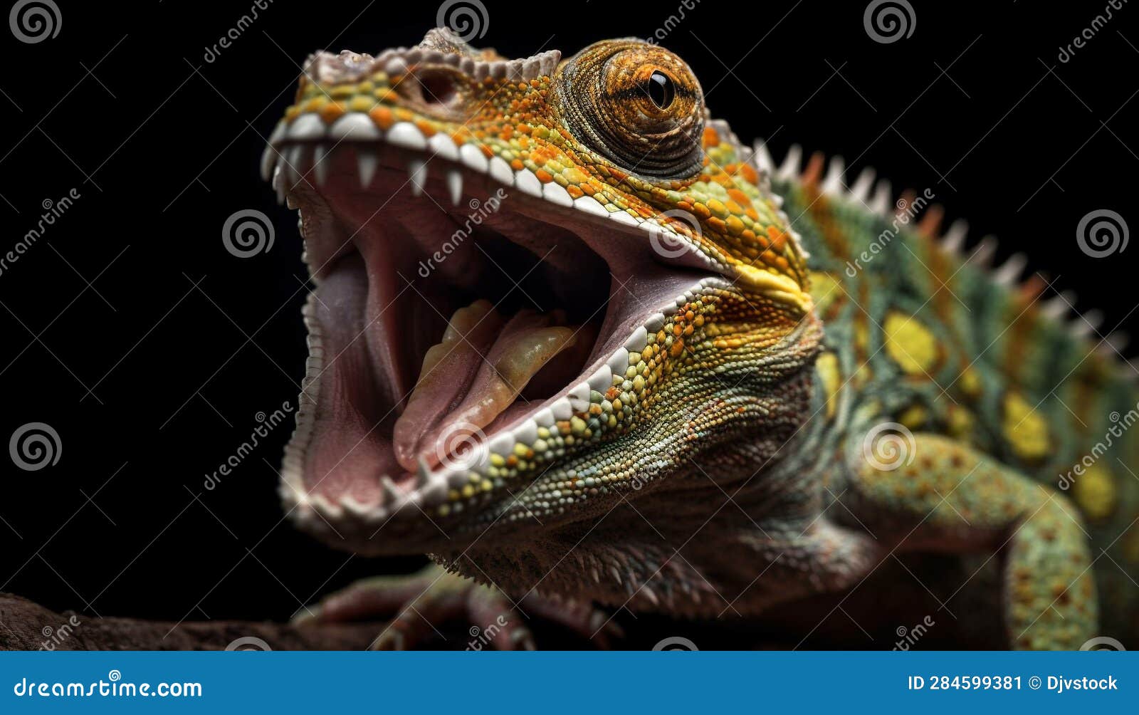 Furious Dragon Screams with Mouth Open, Showing Teeth and Tongue ...
