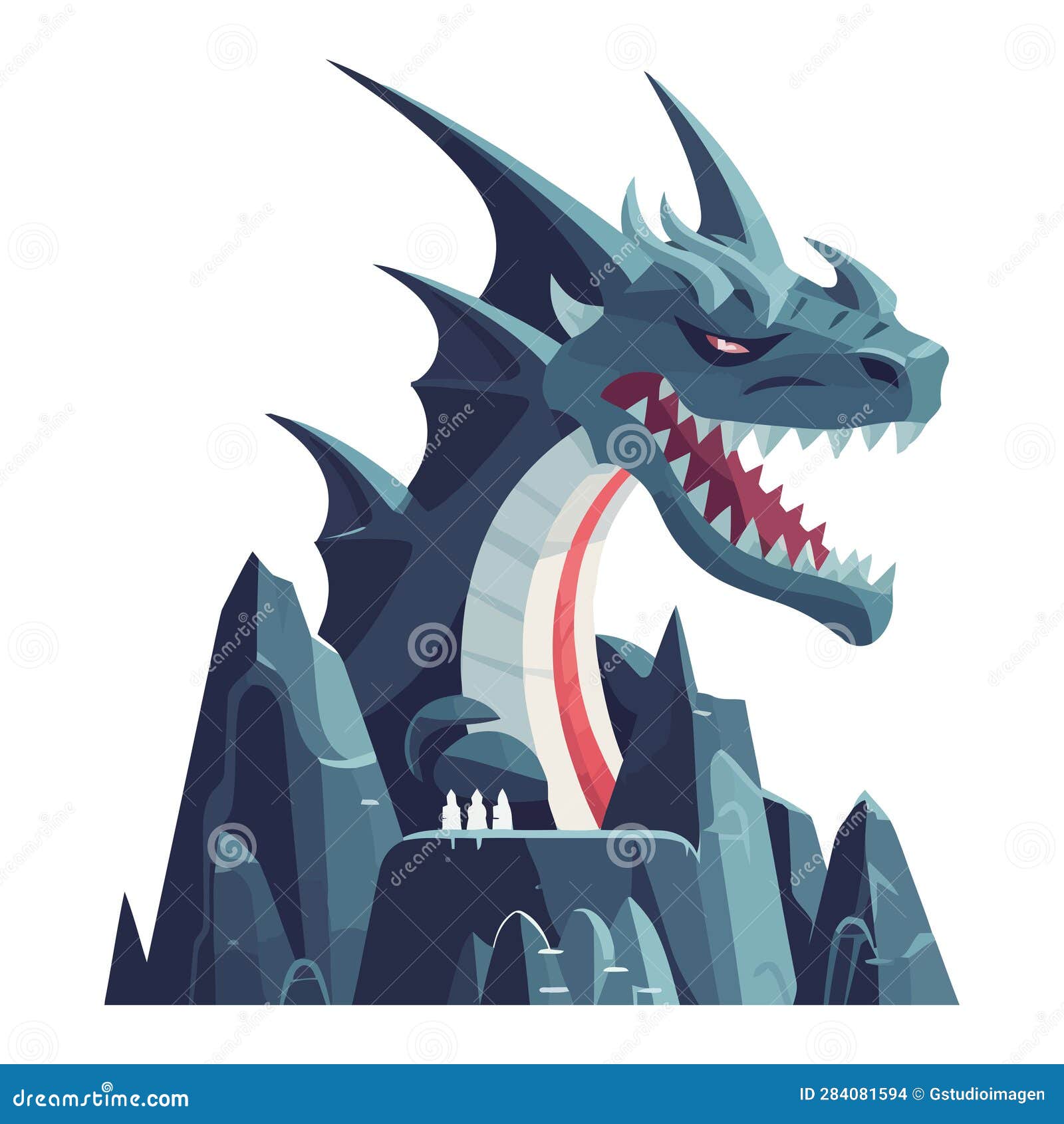 Furious Dragon with Sharp Teeth Flying at Night Stock Vector ...