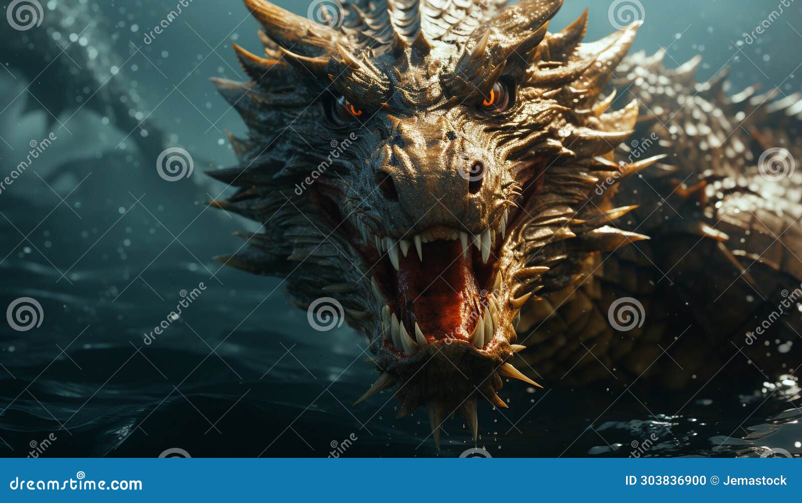 Furious Dragon Underwater, Teeth Sharp, Evil Eyes, Mysterious and ...