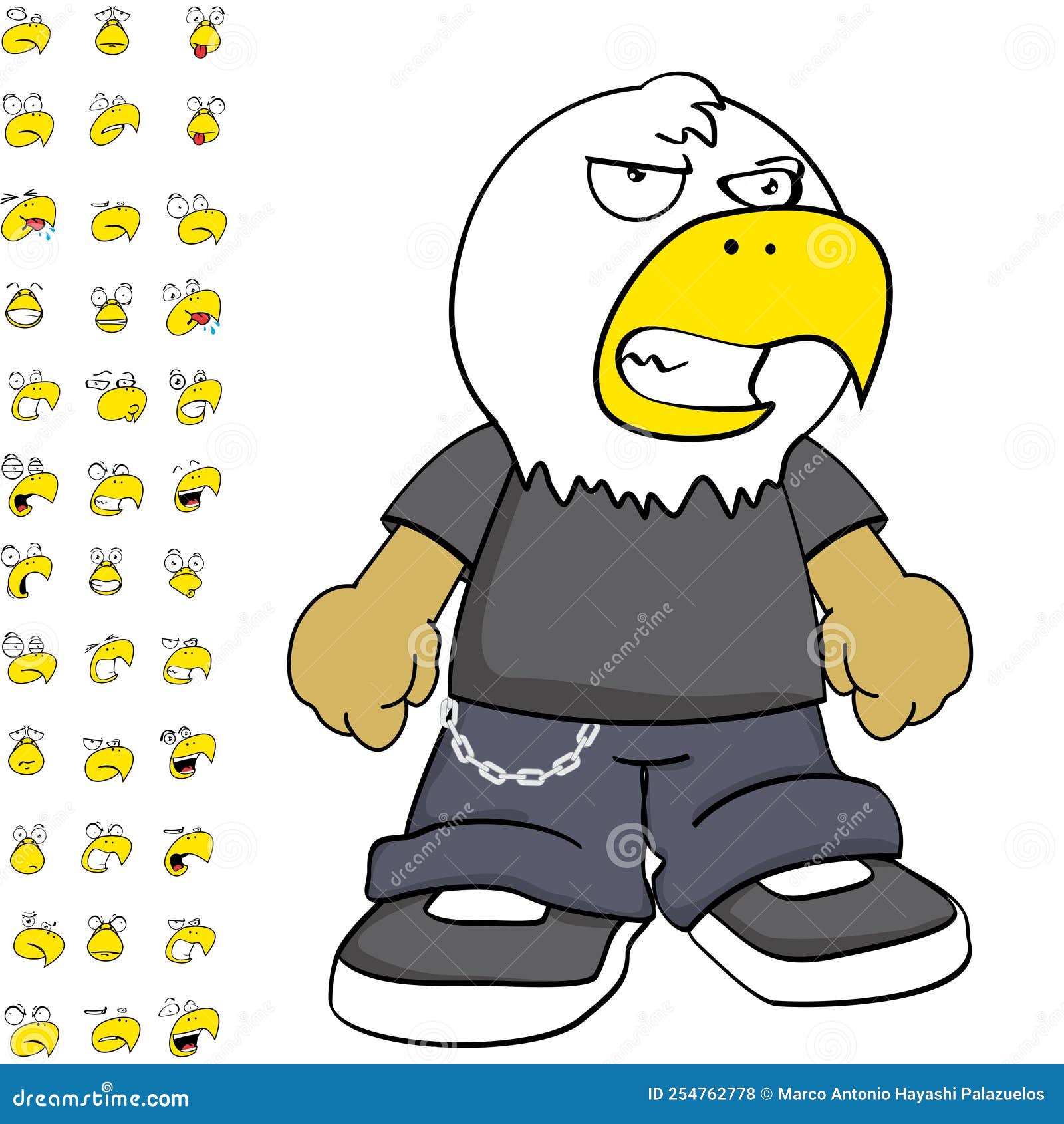 Furious Eagle Young Kid Character Cartoon Expressions Set Stock Vector ...