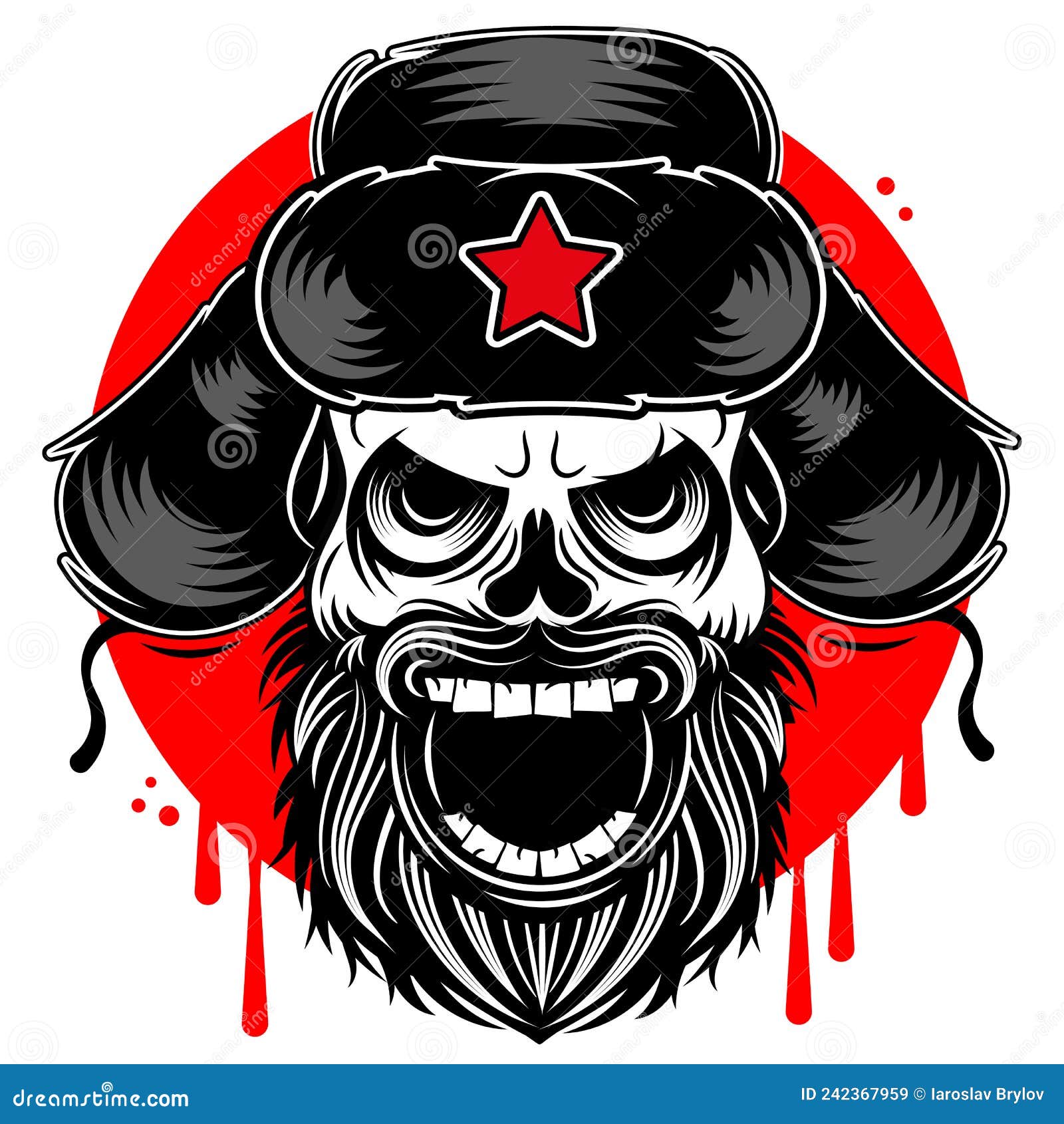 The Furious, Evil Muzzle of a Terrible Russian Skull in an Earflap Hat ...