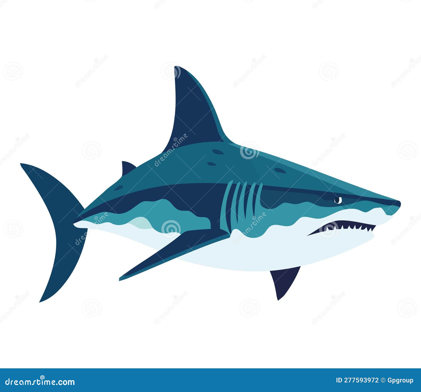 Furious Fish with Sharp Teeth Stock Vector - Illustration of fear, blue ...
