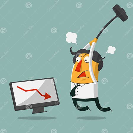 Furious Frustrated Businessman Hitting the Computer. Stock Vector ...
