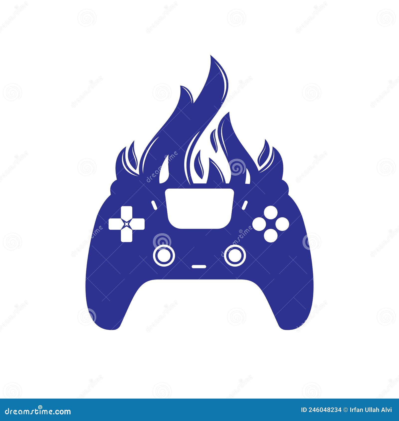 Furious Gamer Vector Logo Design. Keypad Controller and Fire Flame ...