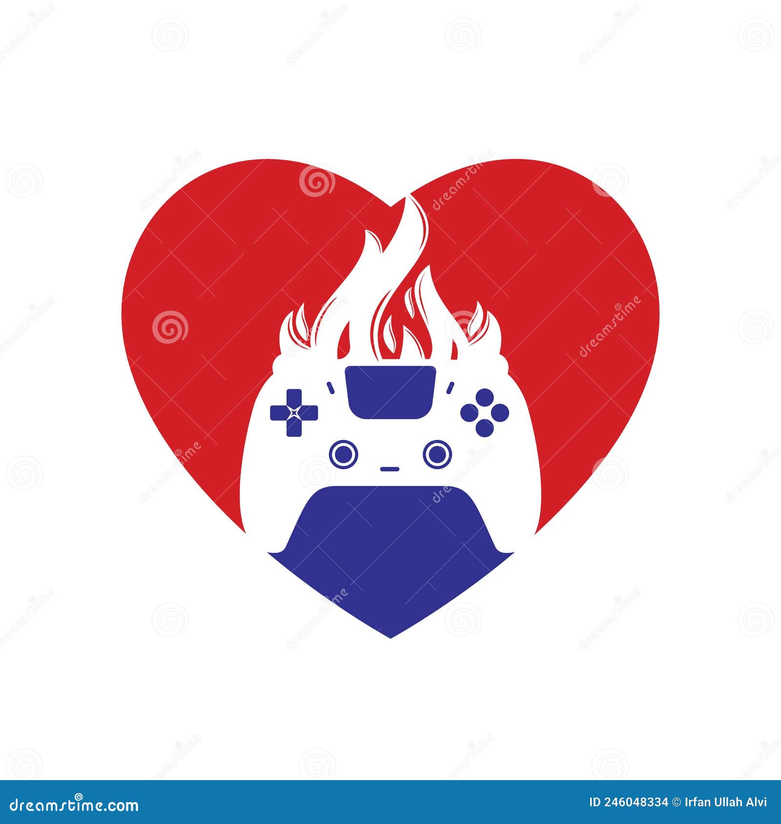 Furious Gamer Vector Logo Design. Keypad Controller and Fire Flame ...