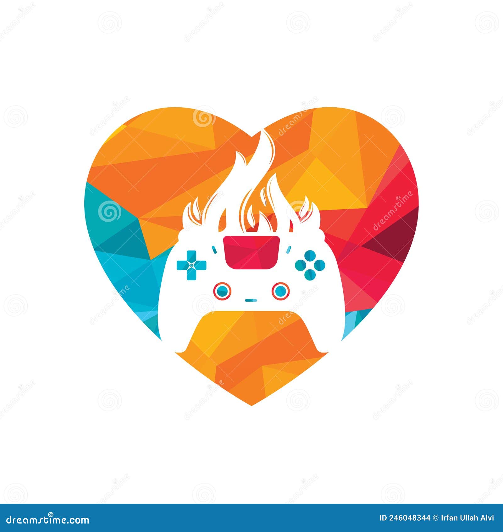Furious Gamer Vector Logo Design. Keypad Controller and Fire Flame ...