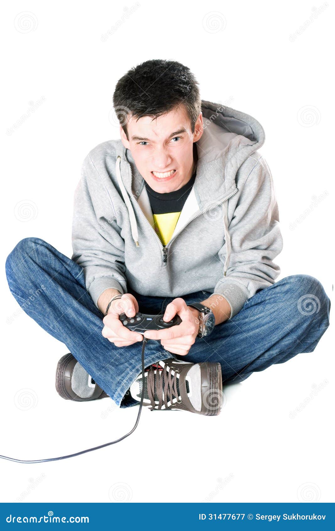 Furious Guy With A Joystick For Game Console Royalty-Free Stock Photo ...