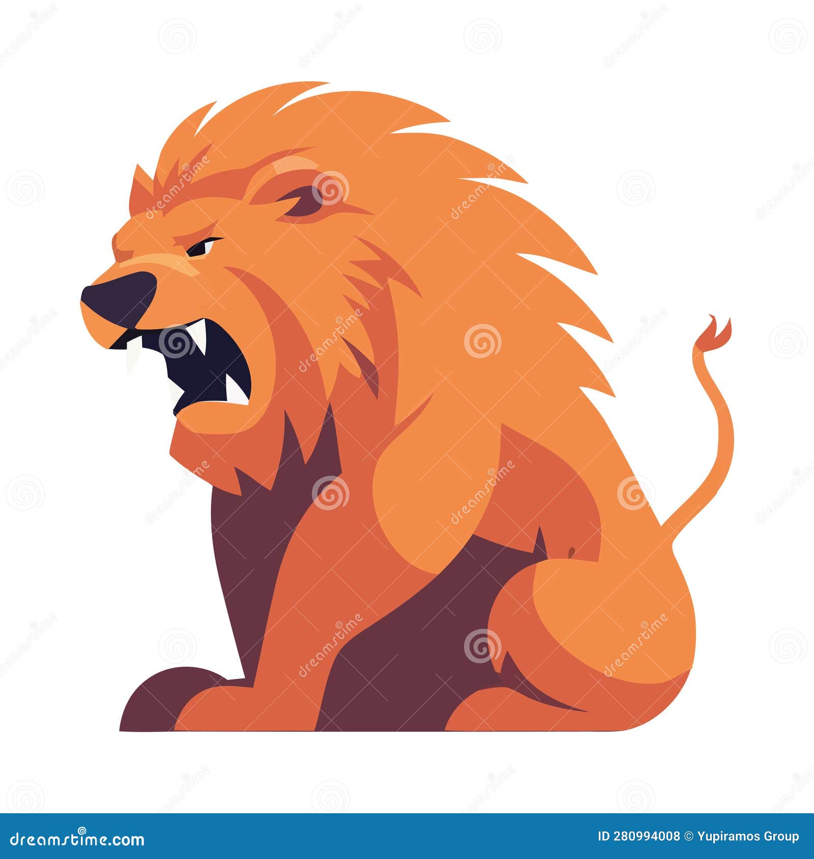 Furious Lion Roaring With Dangerous Teeth Exposed Vector Illustration ...