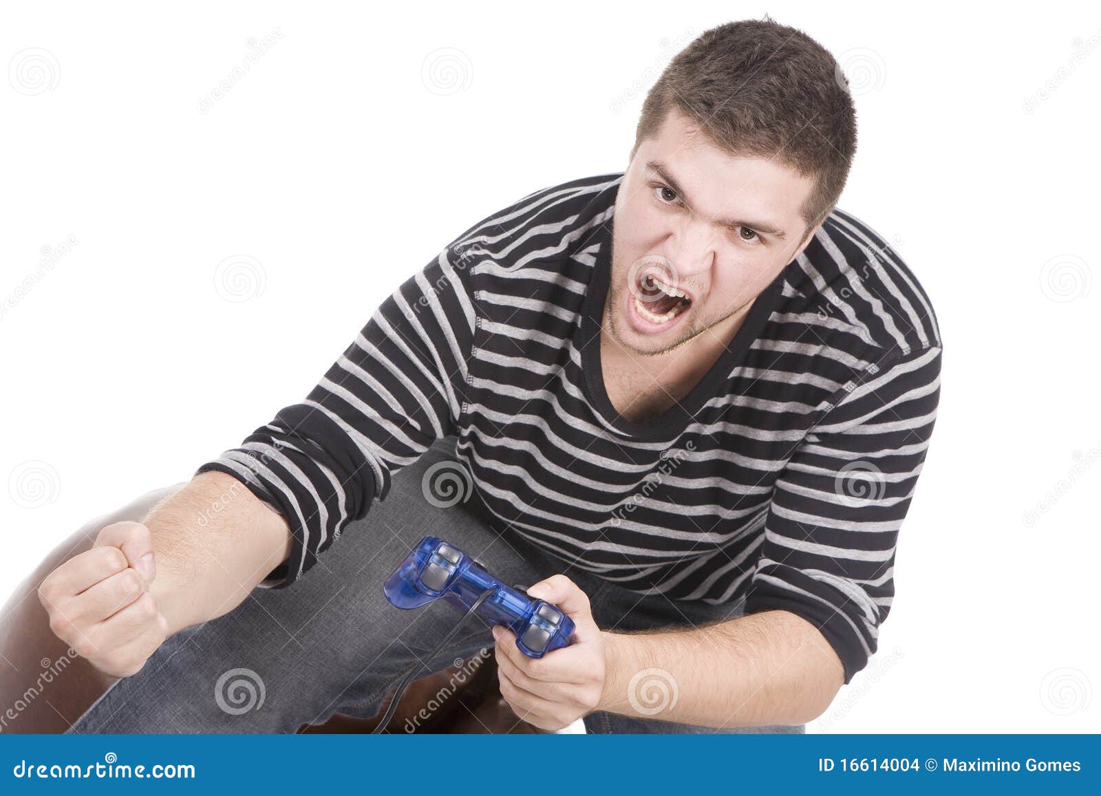 Furious Guy With A Joystick For Game Console Royalty-Free Stock Photo ...
