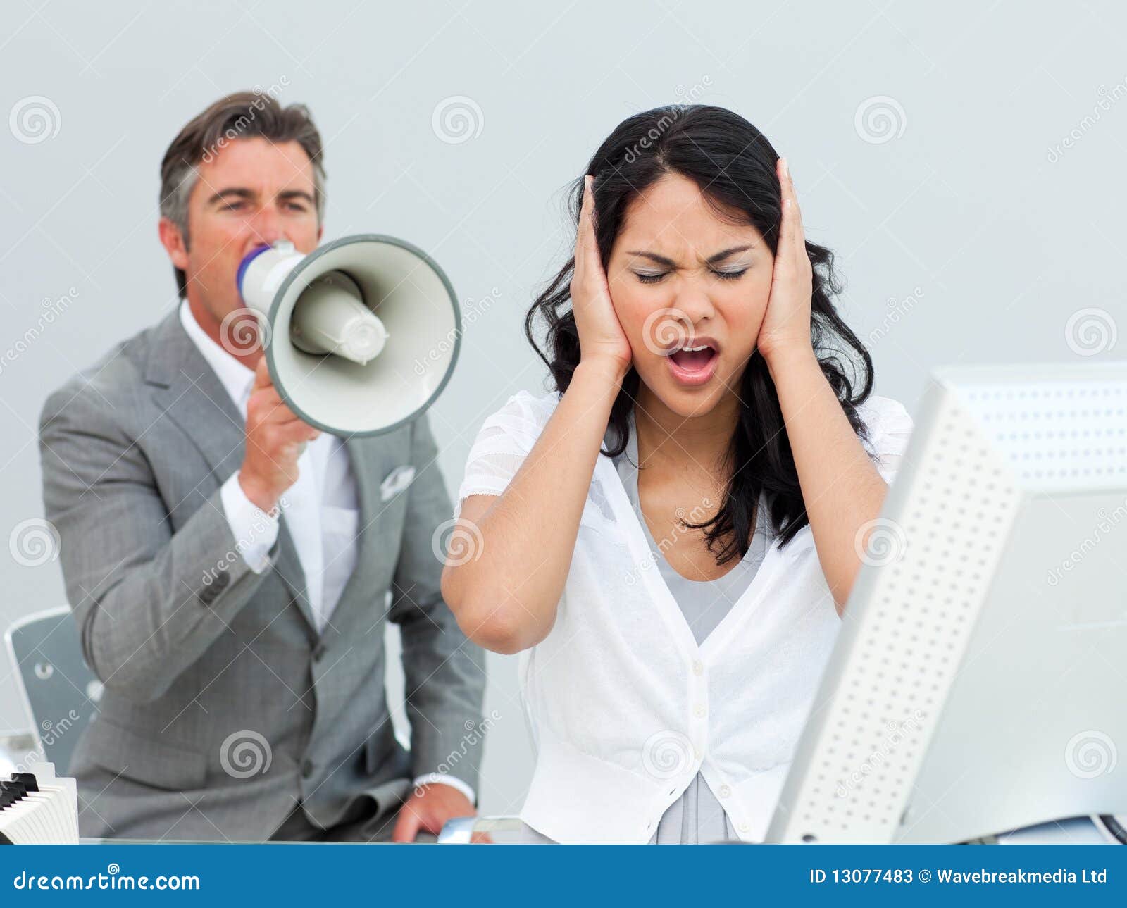 Furious Manager Shouting through a Megaphone Stock Image - Image of ...