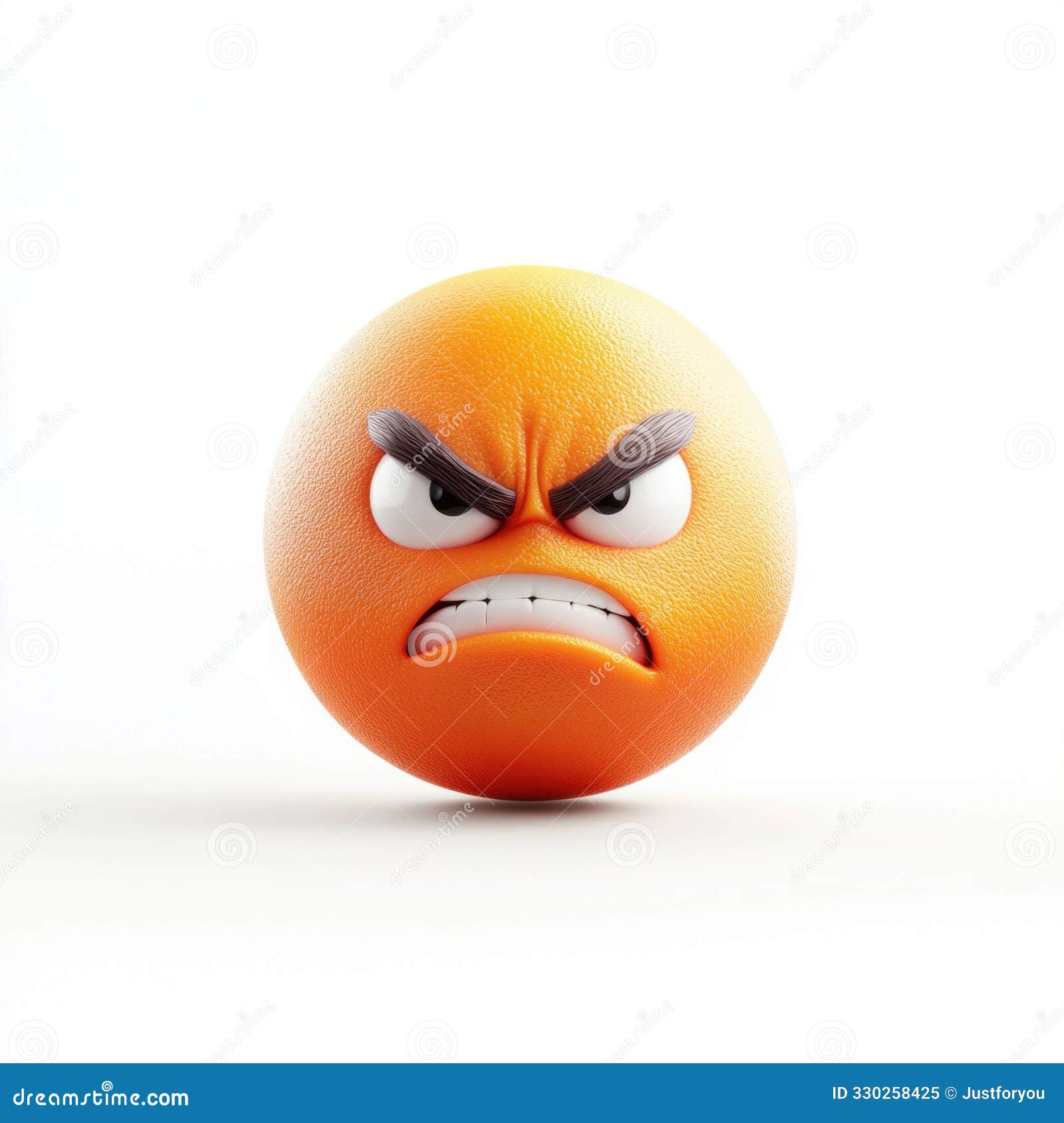 Furious Orange Emoji with Aggressive Expression on White Background ...