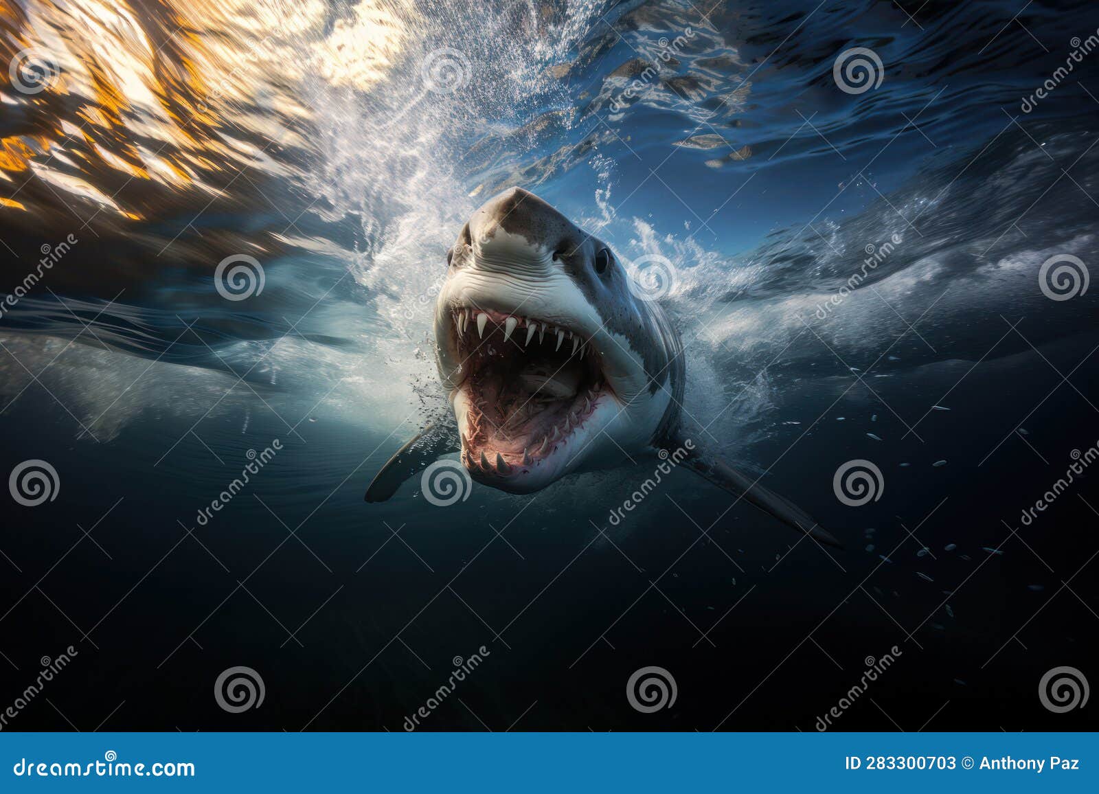 Furious Predator: Angry Shark in the Ocean. Generative Ai Stock ...