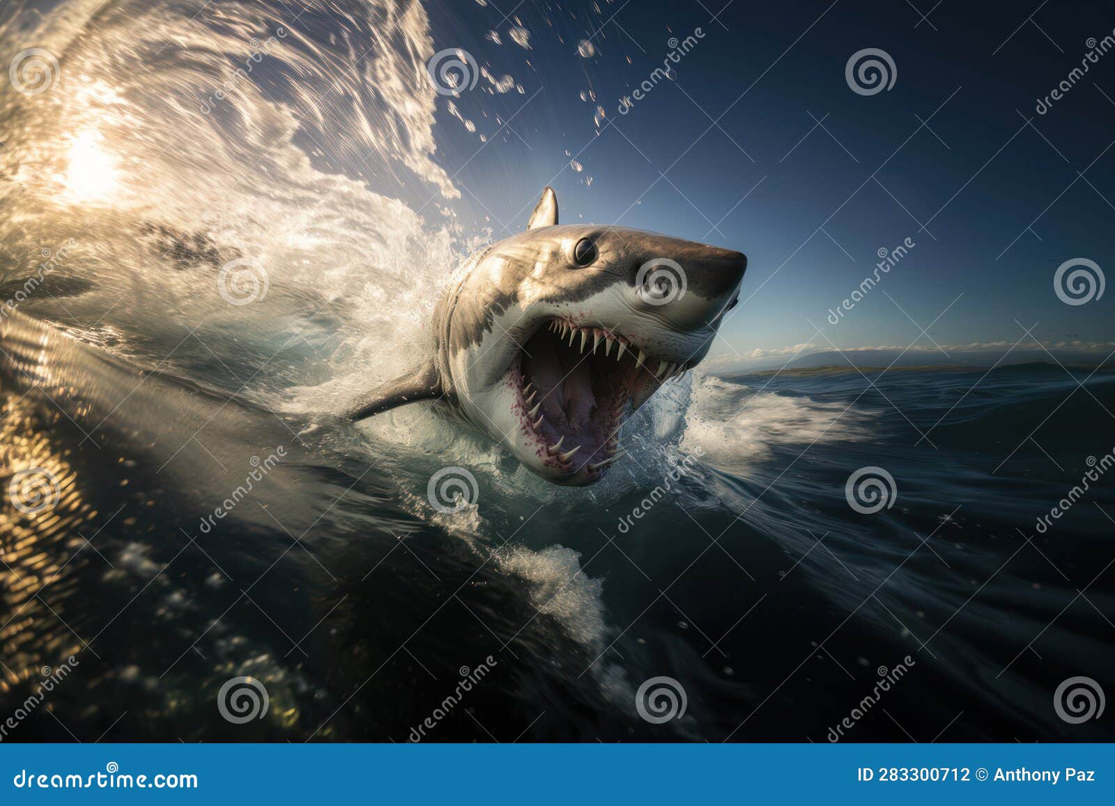 Furious Predator: Angry Shark in the Ocean. Generative Ai Stock ...