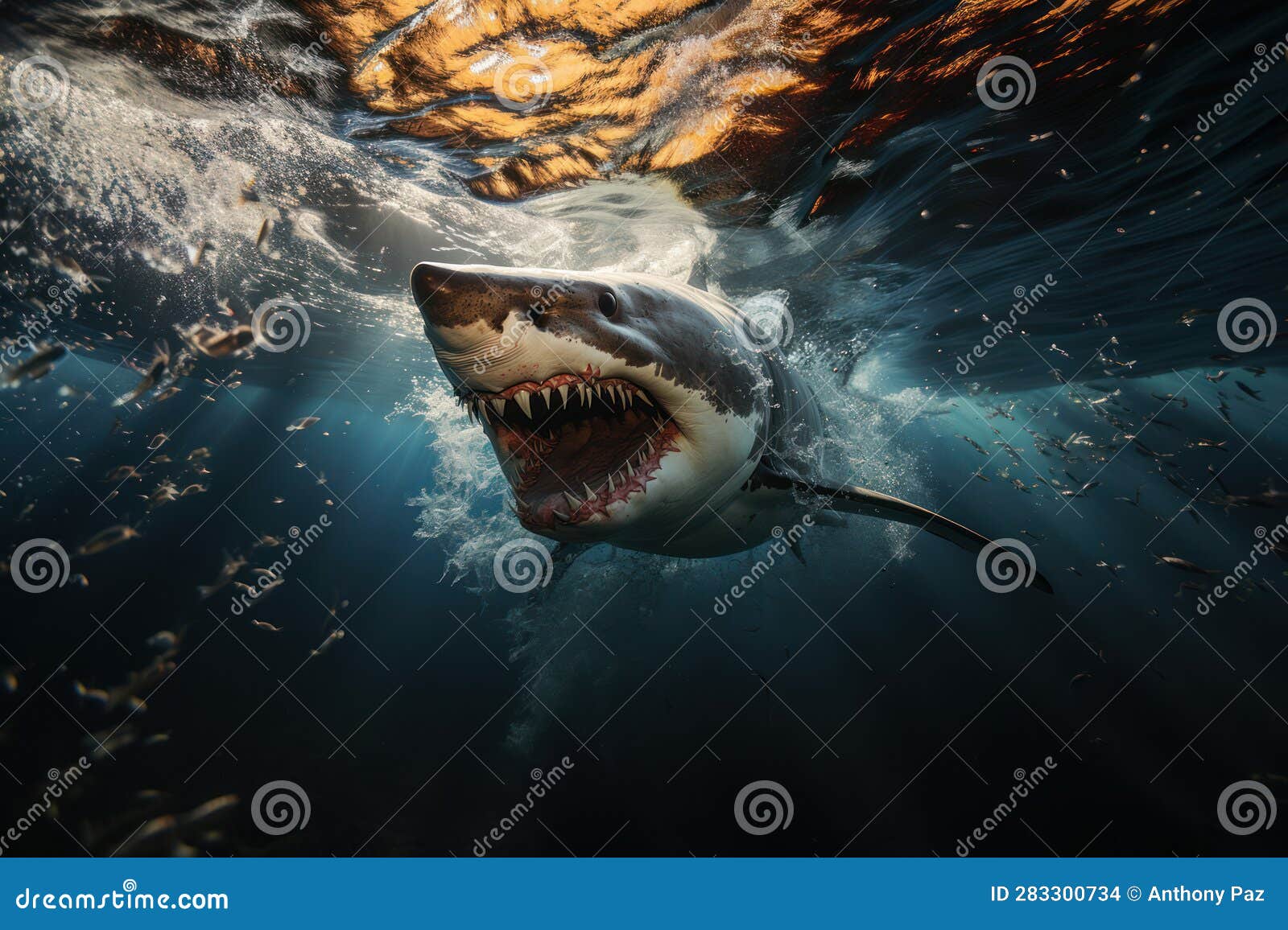 Furious Predator: Angry Shark in the Ocean. Generative Ai Stock ...