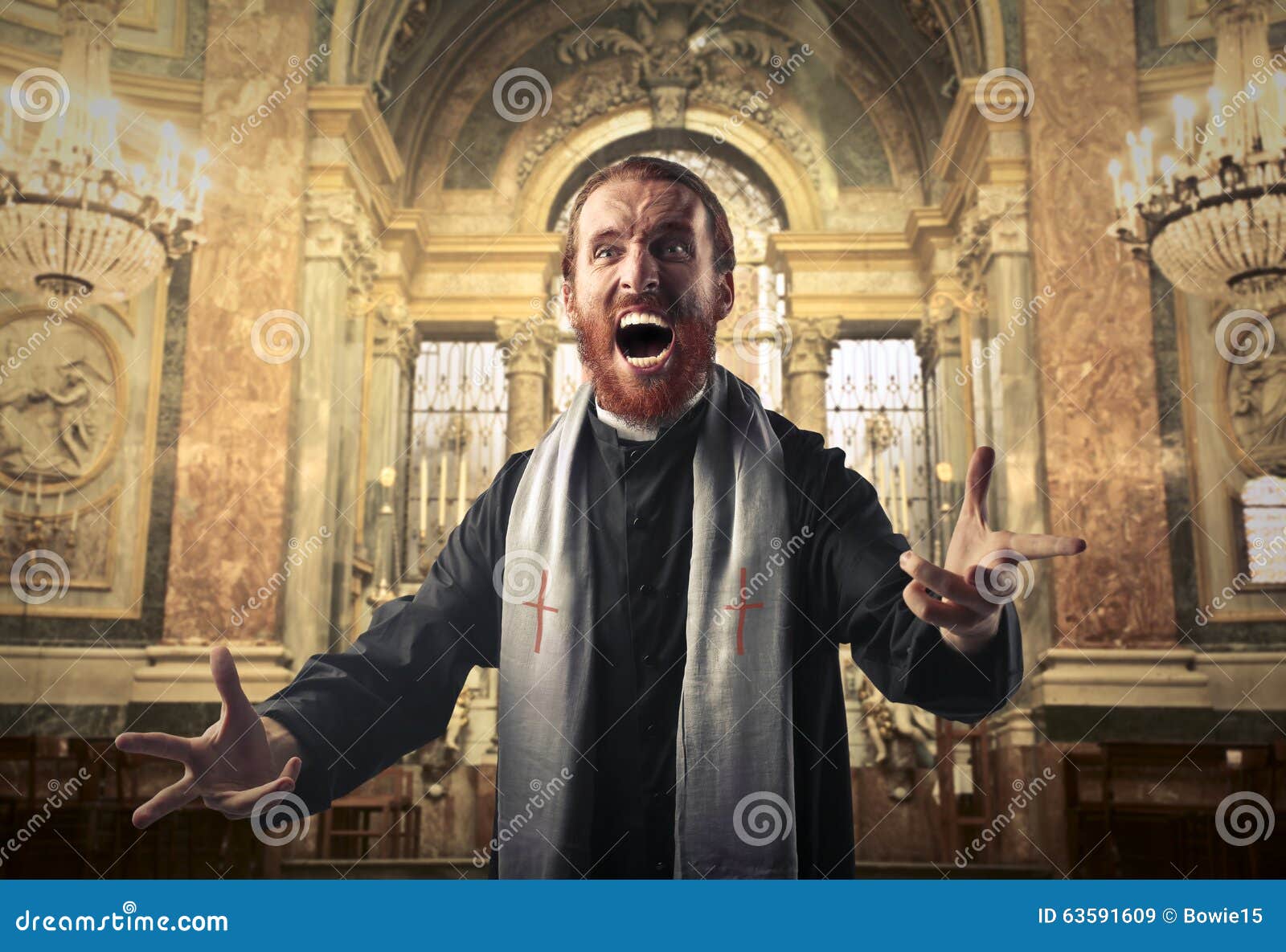 Furious priest stock image. Image of religion, sermon - 63591609