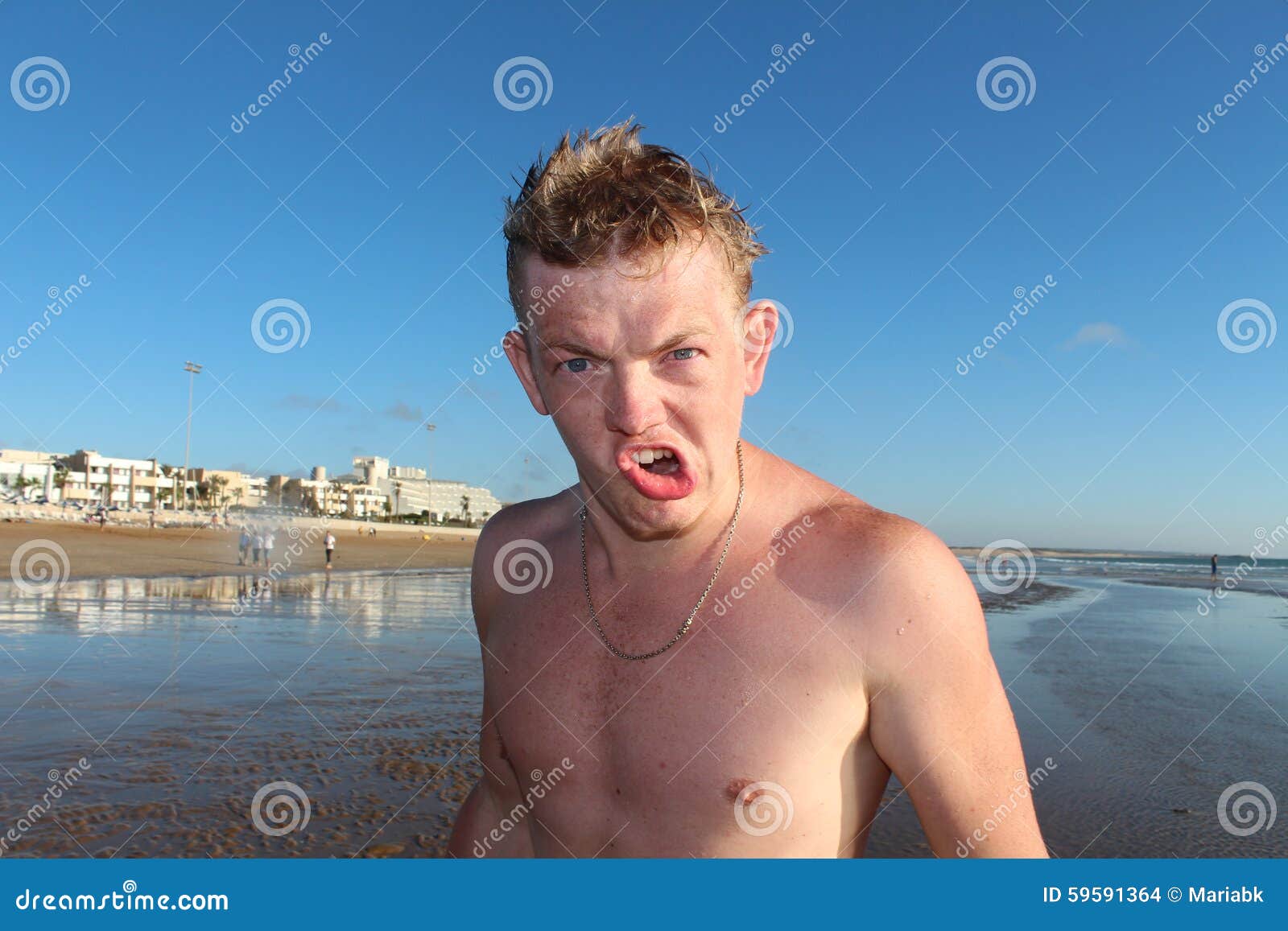 Furious Screaming Man on the Beach. Stock Photo - Image of beach, mouth ...
