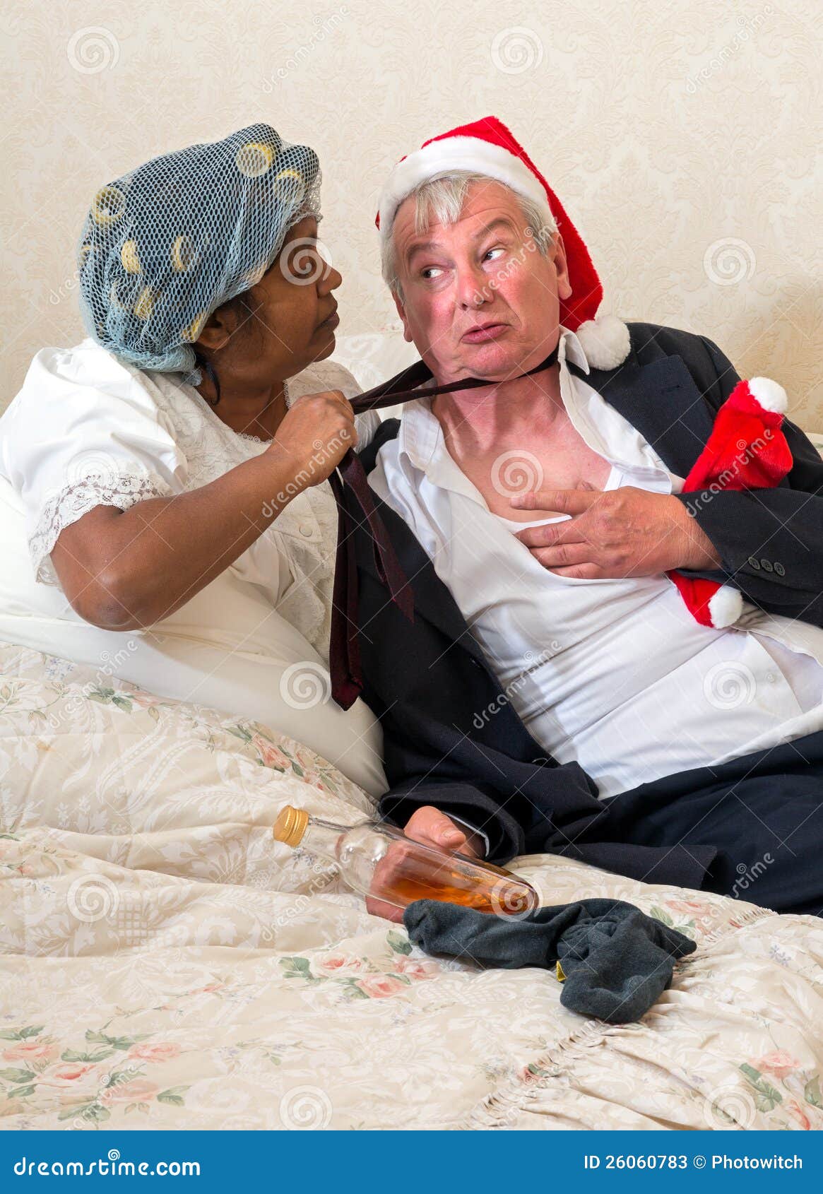 Furious Wife and Guilty Drunk Stock Image - Image of alcohol, curlers ...