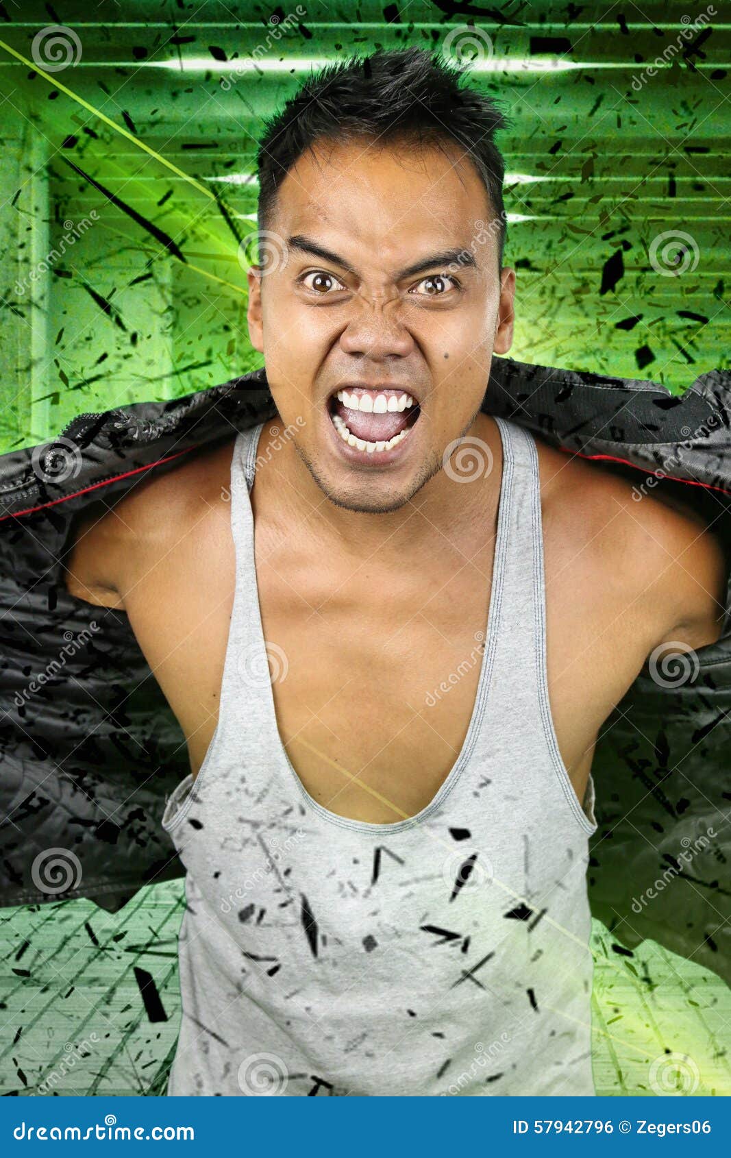 Furious young Asian man stock photo. Image of arts, filipino - 57942796