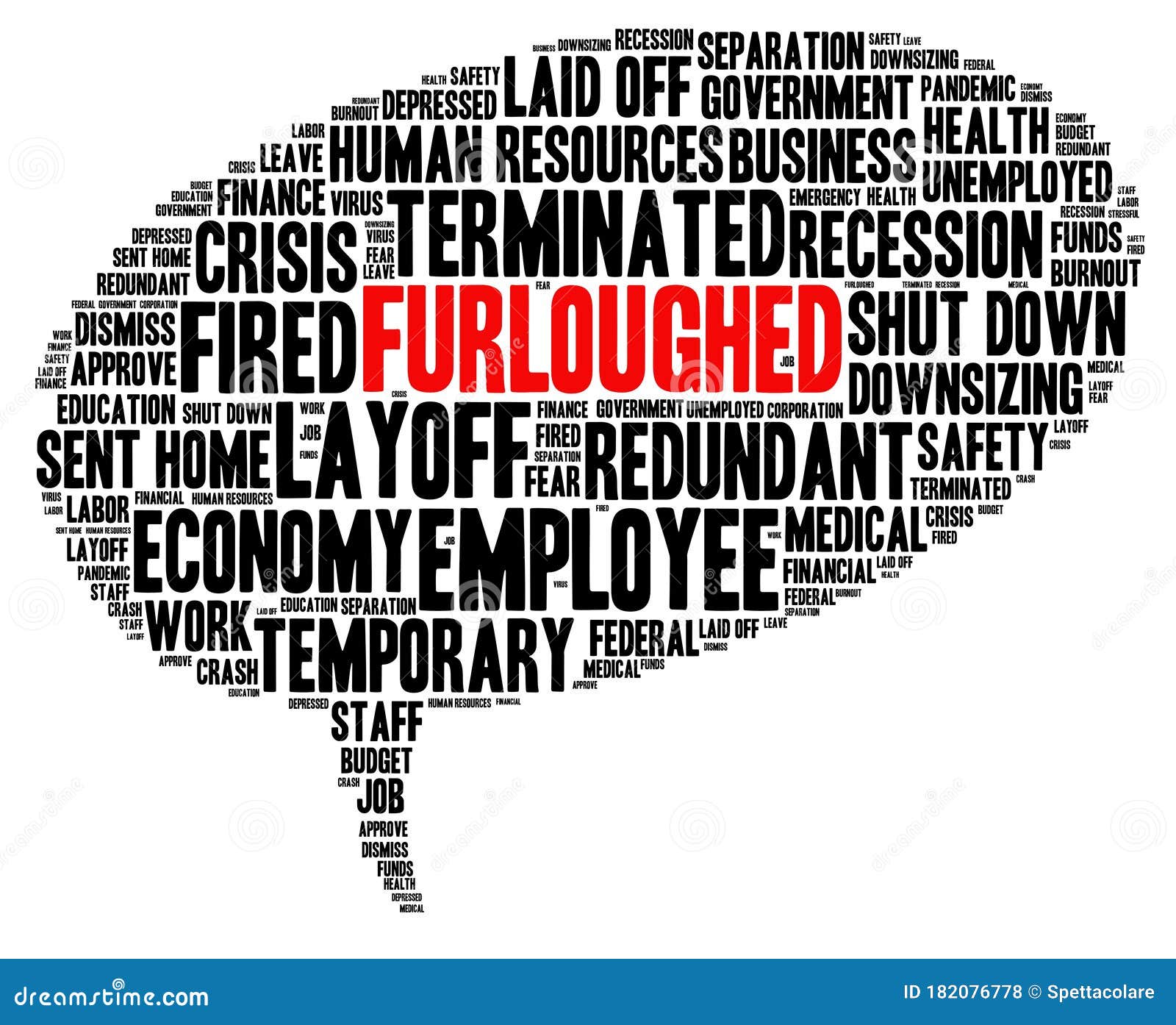 Furloughed Speech Bubble Shaped Word Cloud Stock Illustration ...