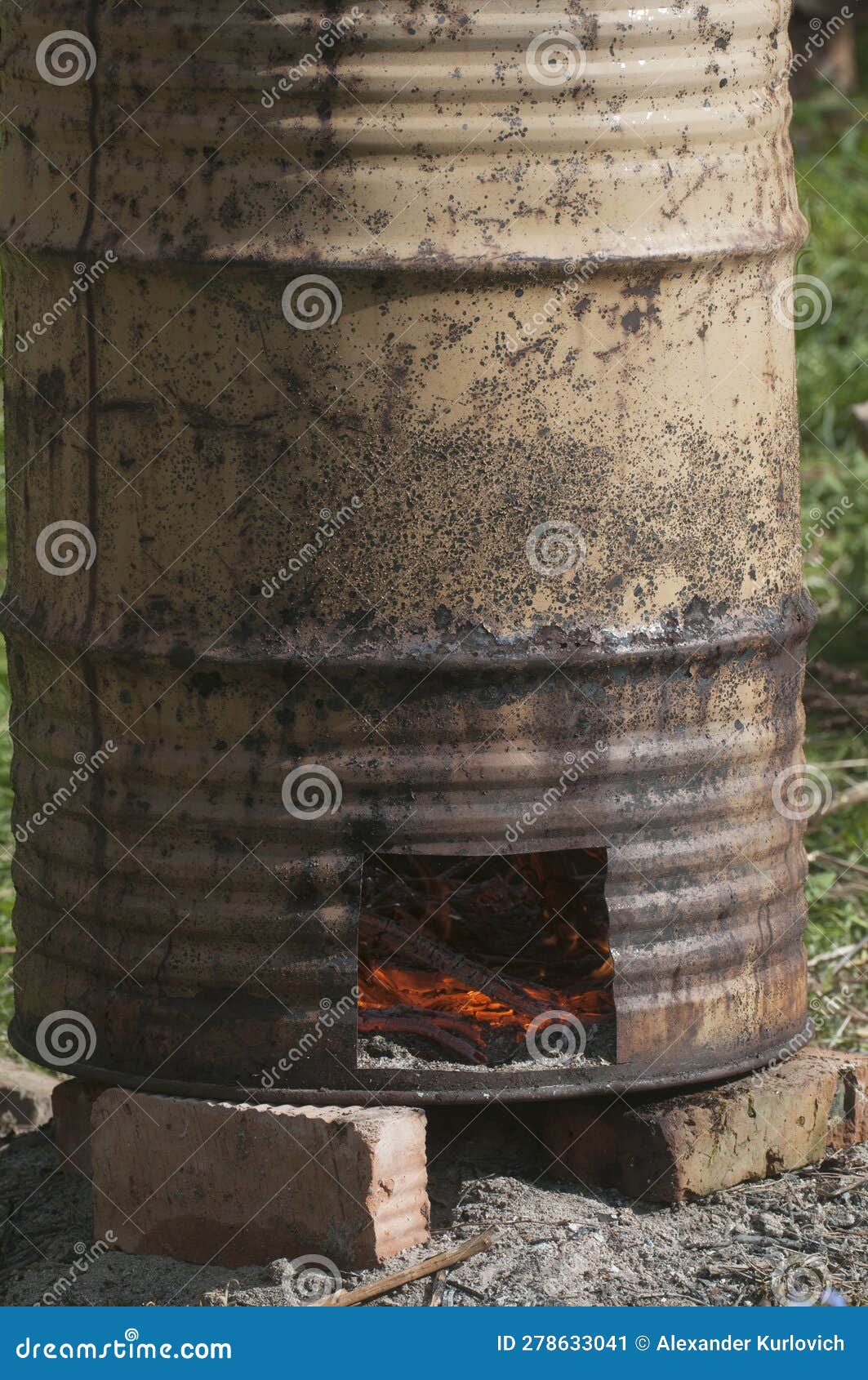 Furnace for Burning Suburban Waste, Made from a Barrel Stock Image ...