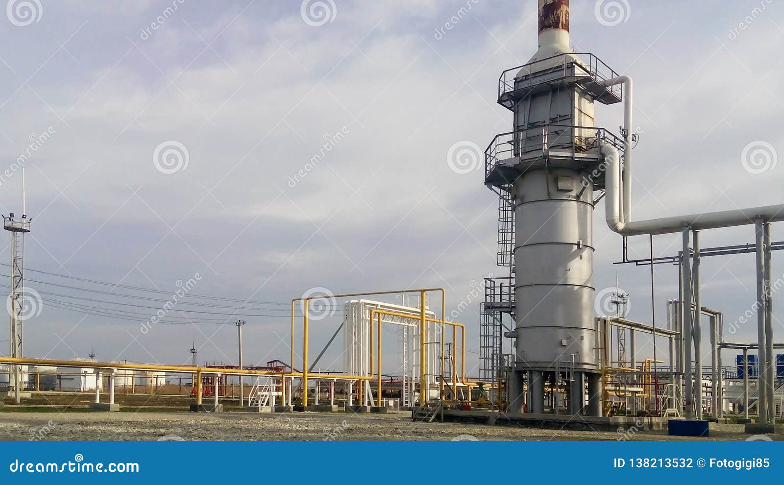 The Equipment Of Oil Refining, Detail Of Oil Pipeline With Valves In ...
