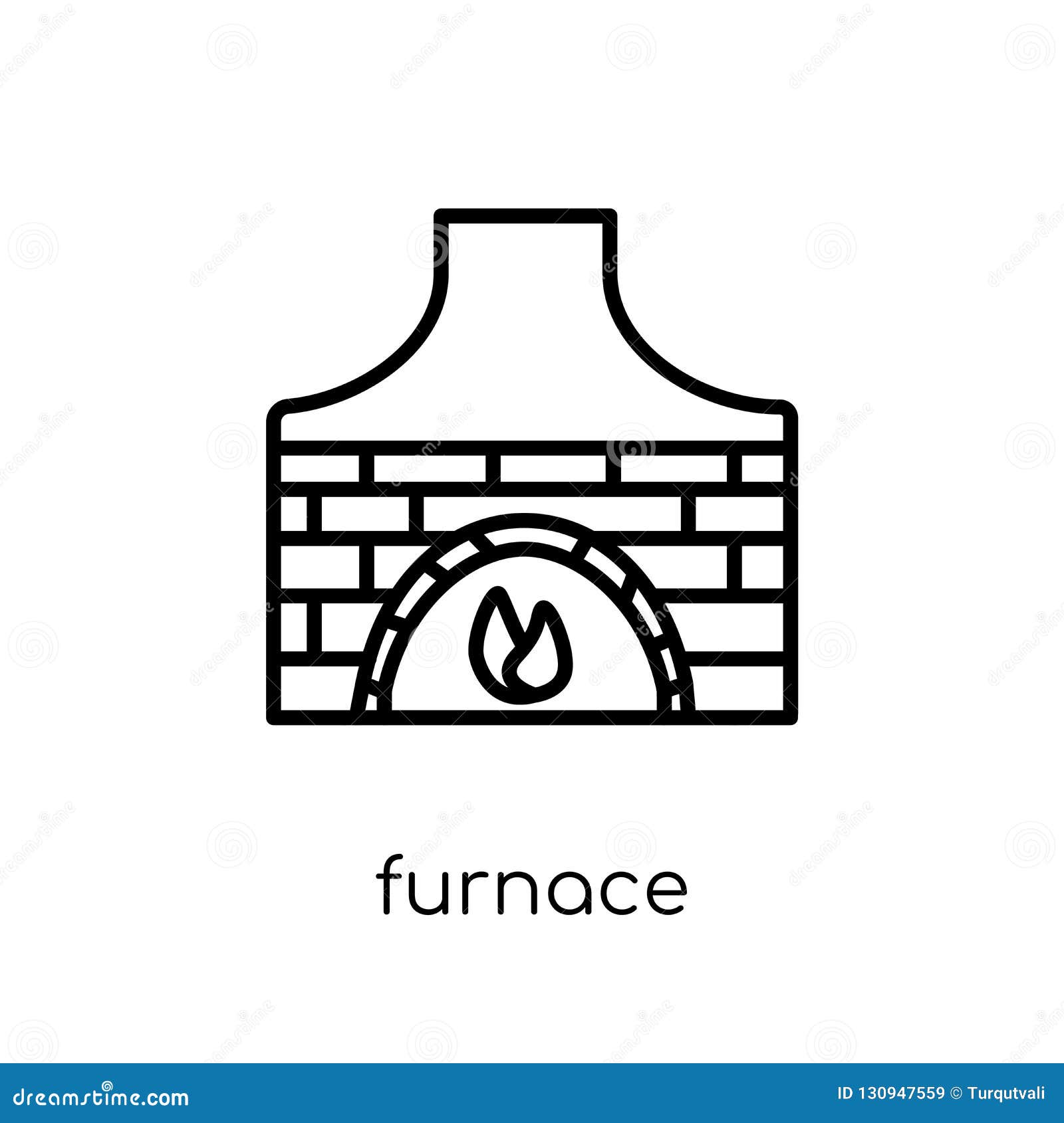 Furnace Icon. Trendy Modern Flat Linear Vector Furnace Icon on W Stock Vector - Illustration of ...