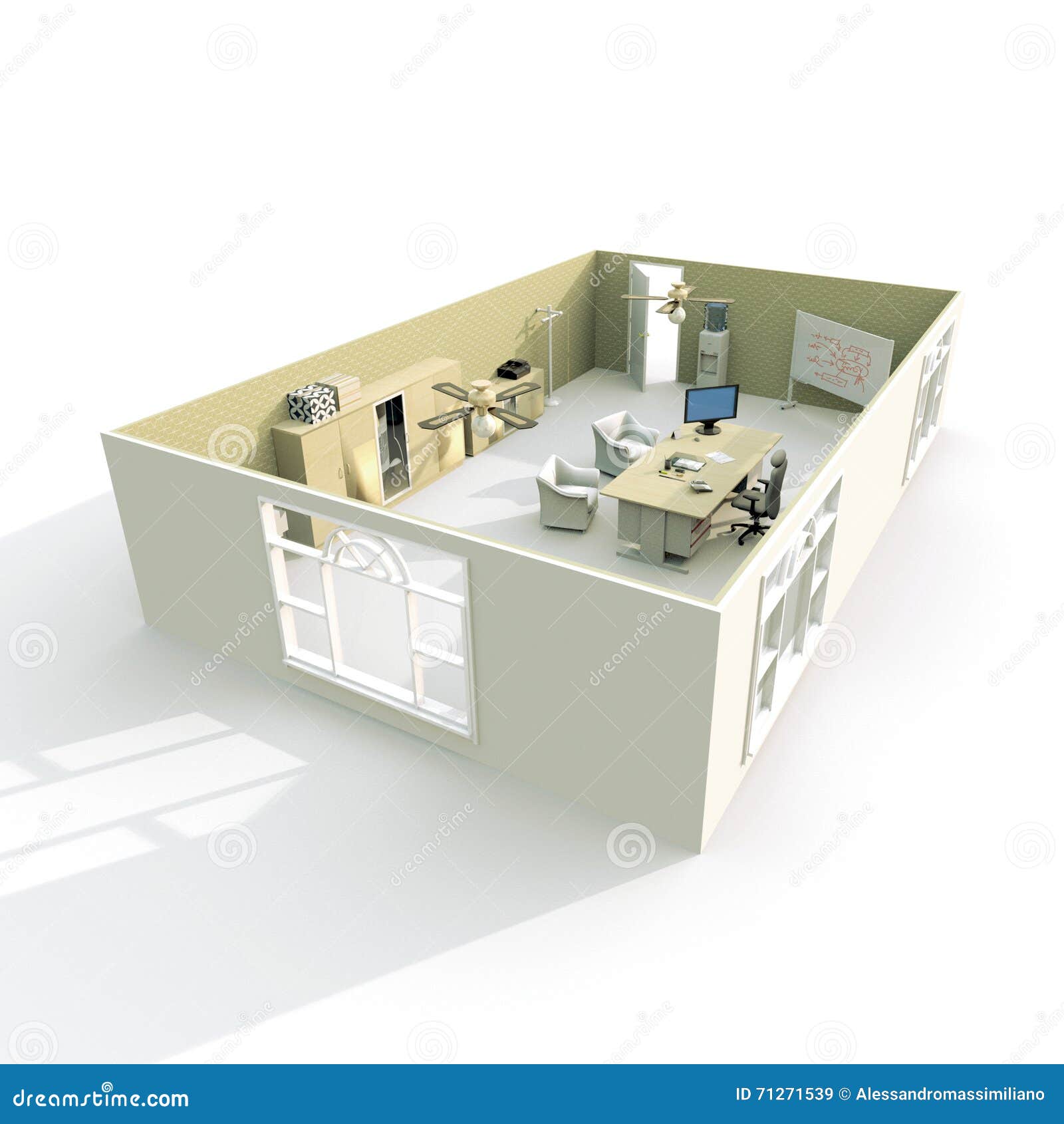 Furnished Boss Office Perspective View Stock Illustration ...