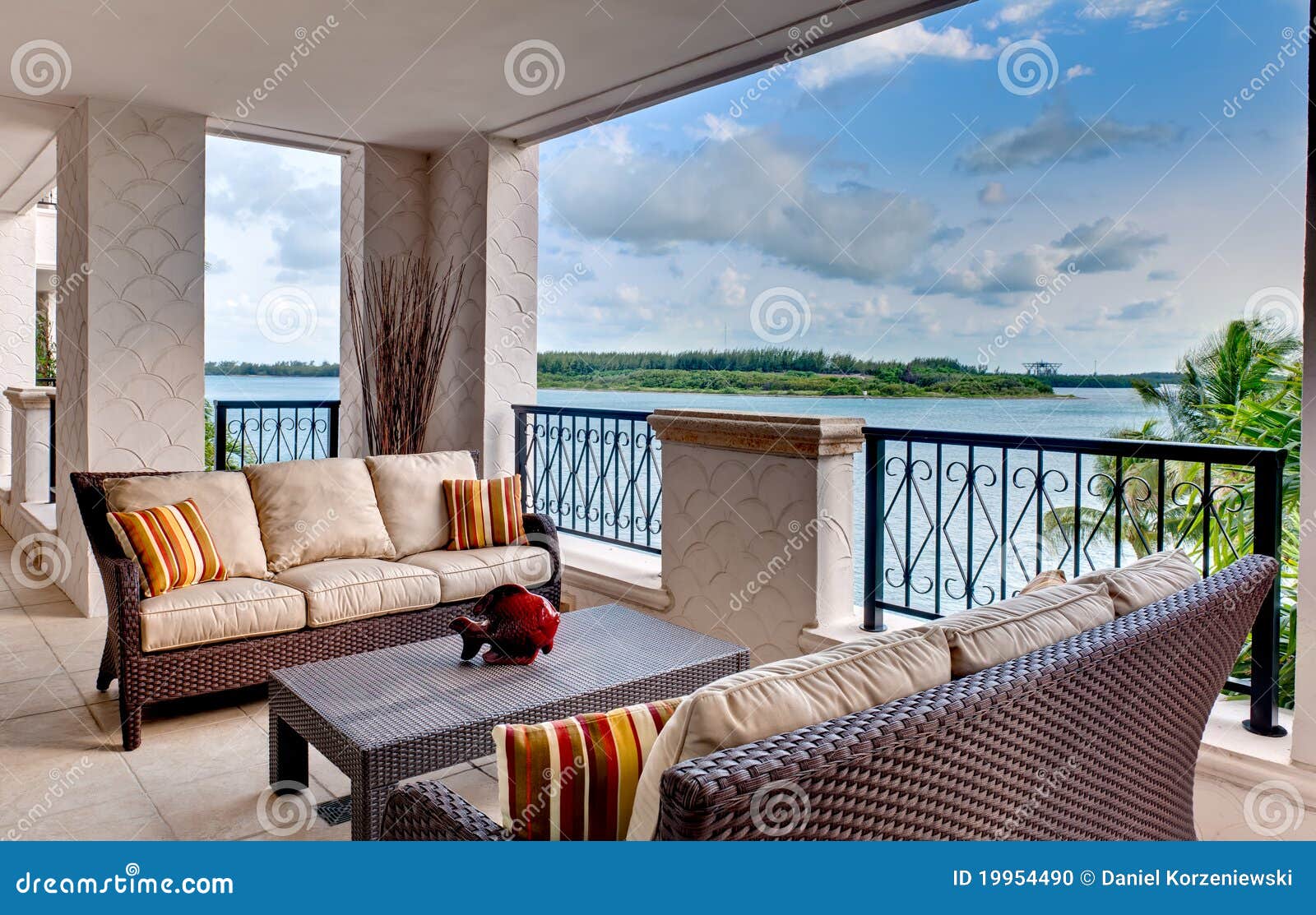 Furnished Ocean View Terrace Stock Photo - Image of contemporary ...