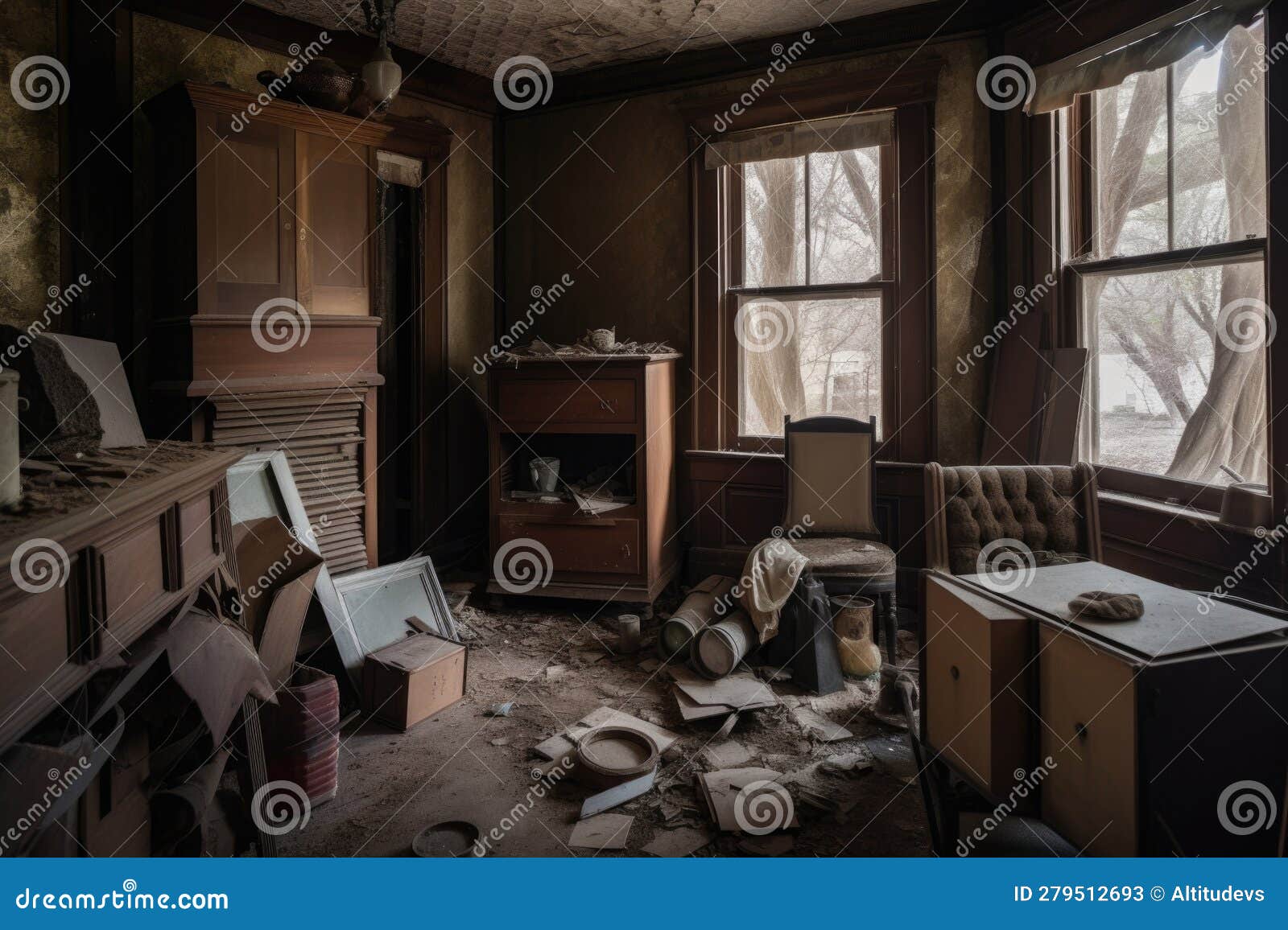 Furniture, Artifacts and Everyday Items Left Behind in Abandoned House ...